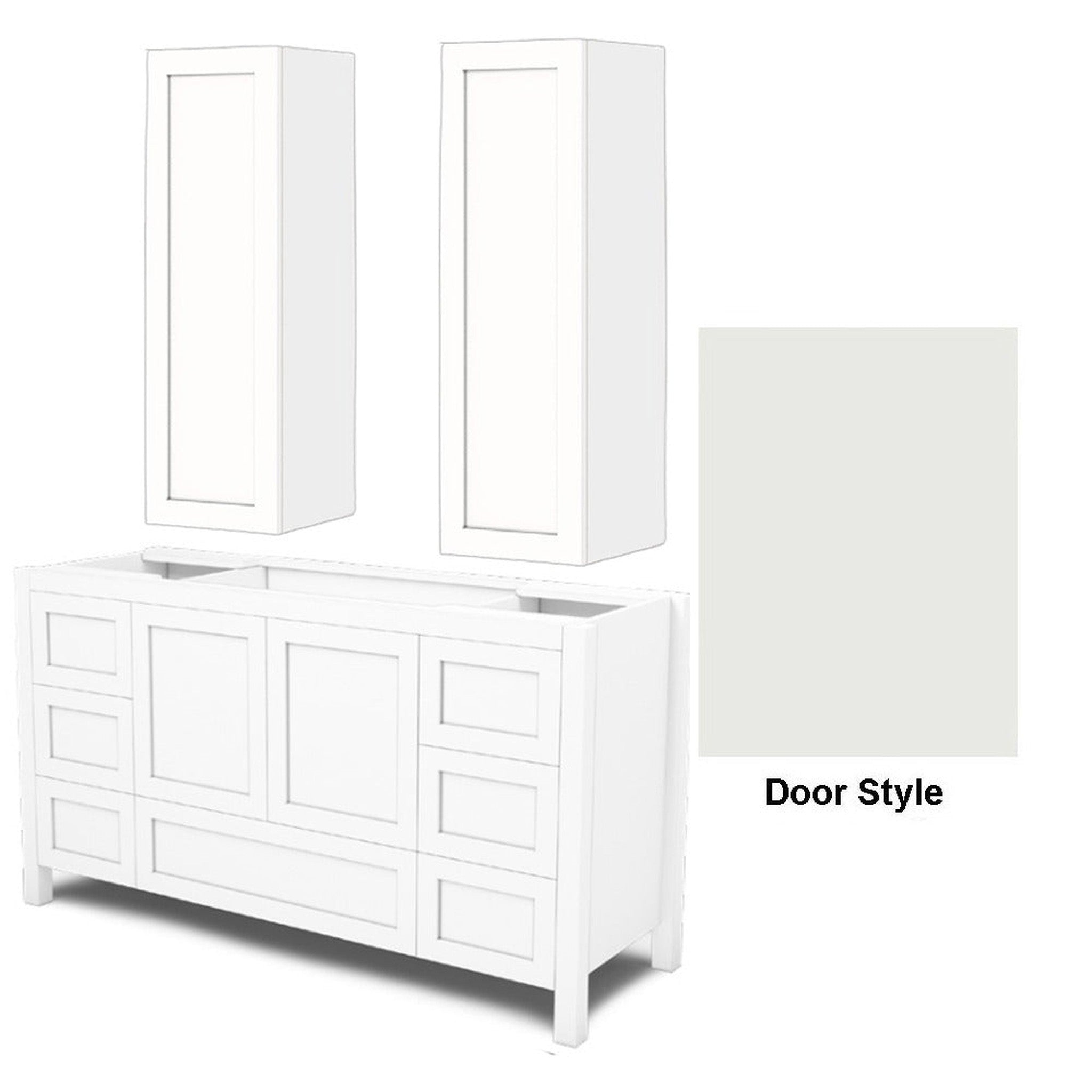 DM Bath AVA Combo 60" Whitewash Maple Stain Freestanding Bathroom Vani ...