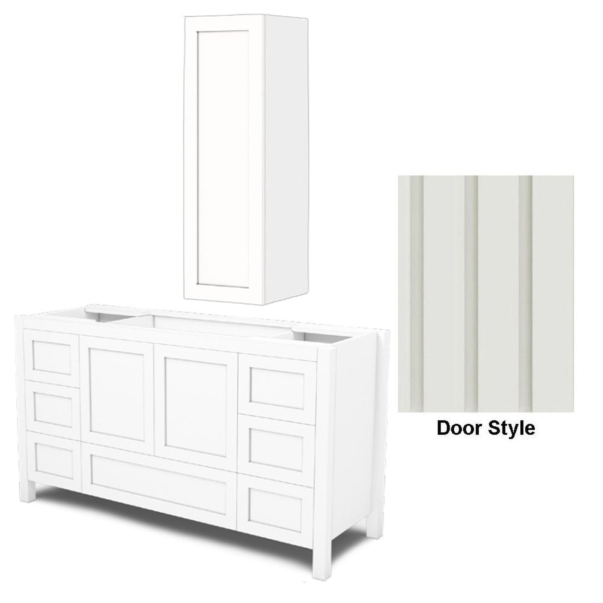 DM Bath AVA Combo 60" Whitewash Maple Stain Freestanding Bathroom Vani ...