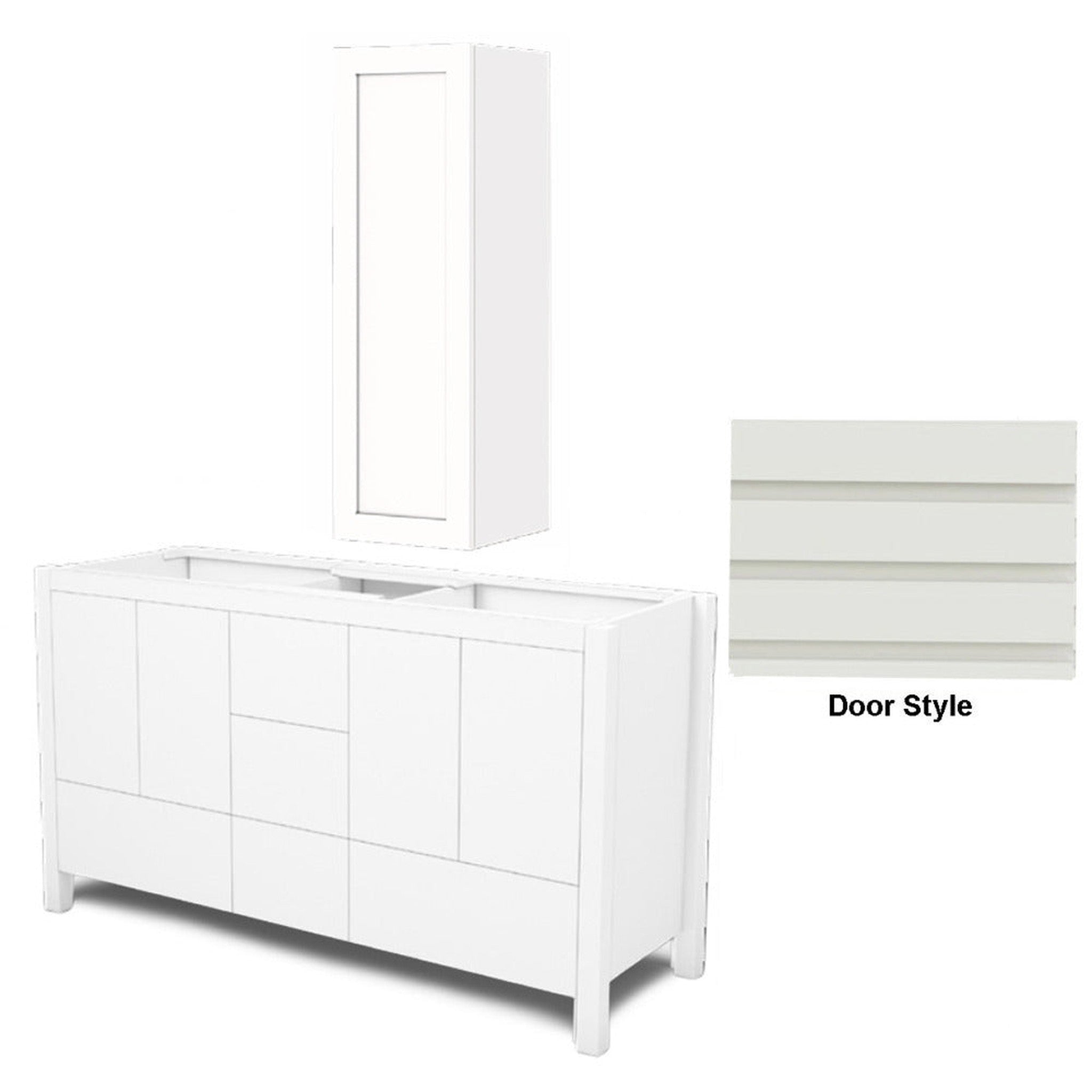 DM Bath AVA Combo 72" Whitewash Maple Stain Freestanding Double Bathro ...
