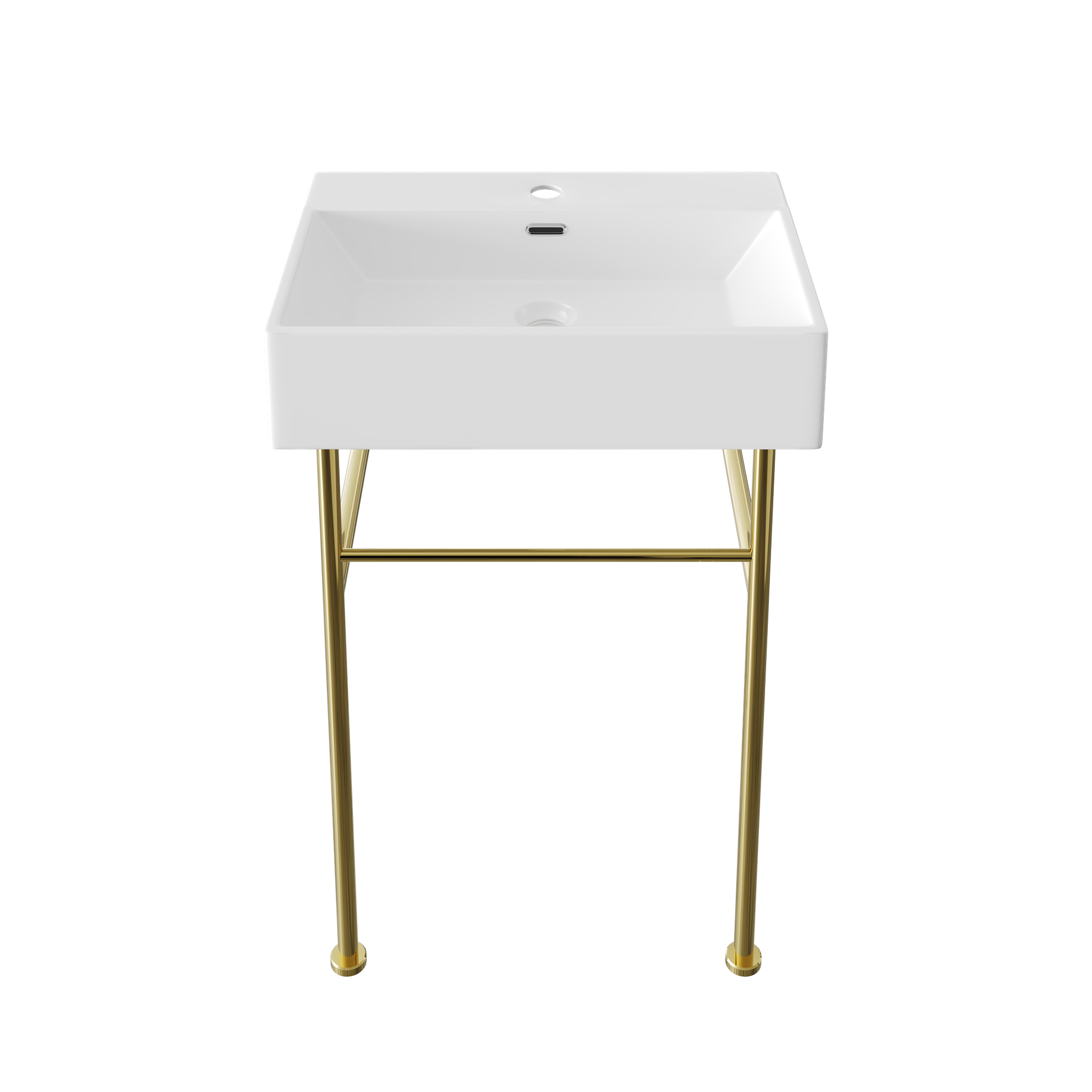 DeerValley 24" Rectangular White Ceramic Console Bathroom Sink With Go ...