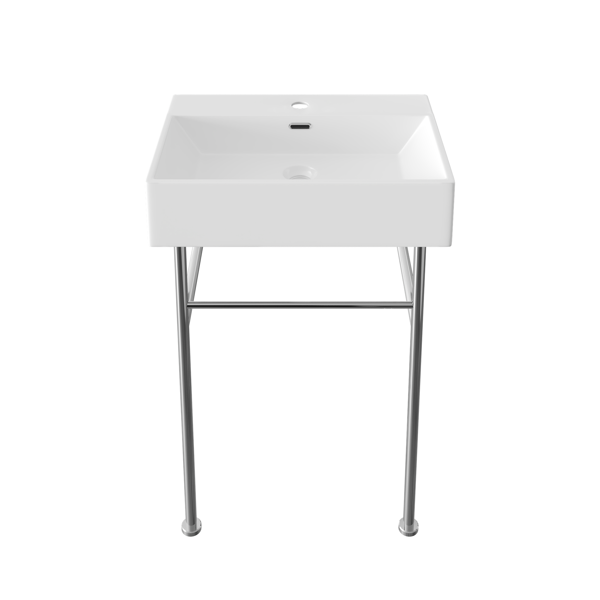 DeerValley 24" Rectangular White Ceramic Console Bathroom Sink With Si ...