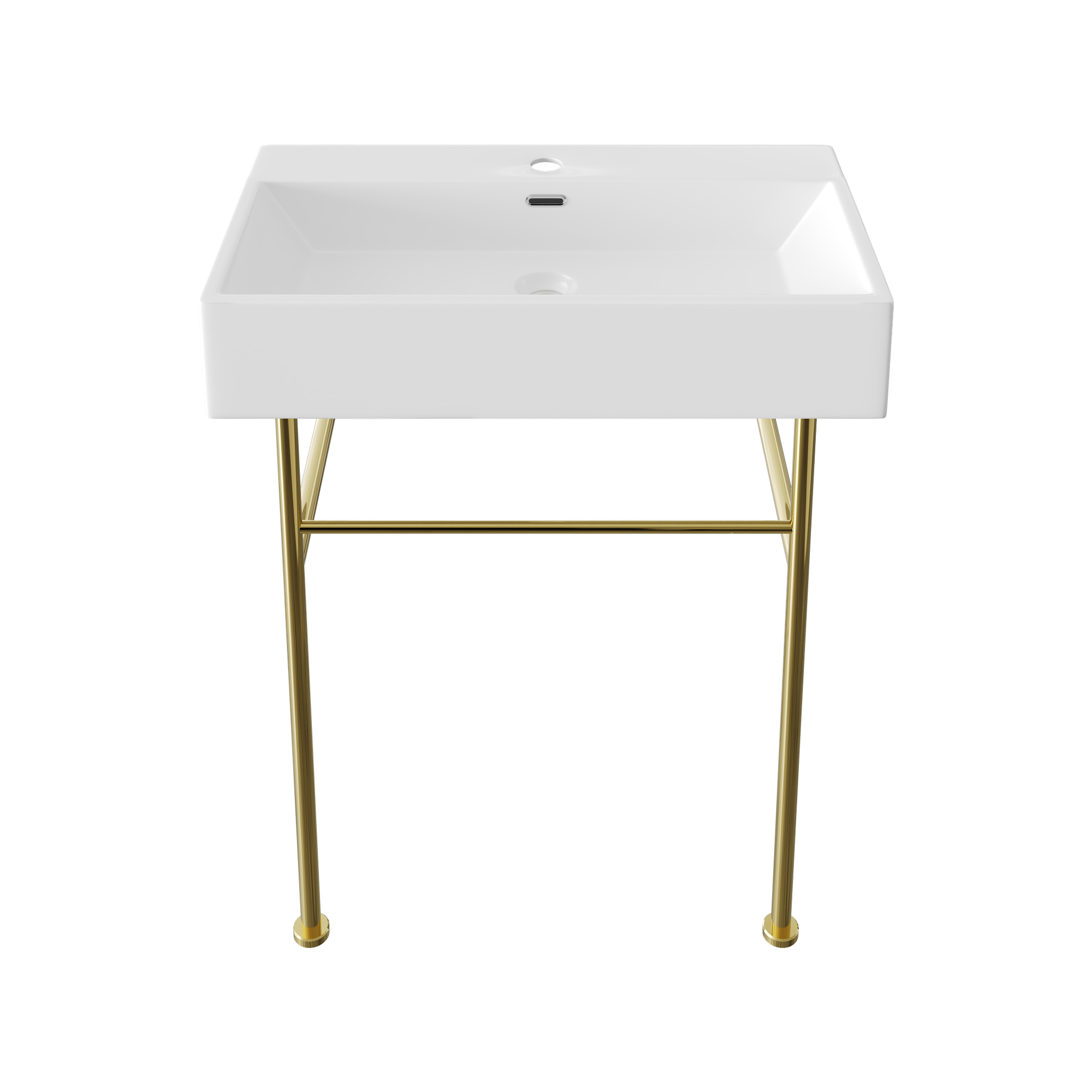 DeerValley 30" Rectangular White Ceramic Console Bathroom Sink With Go ...