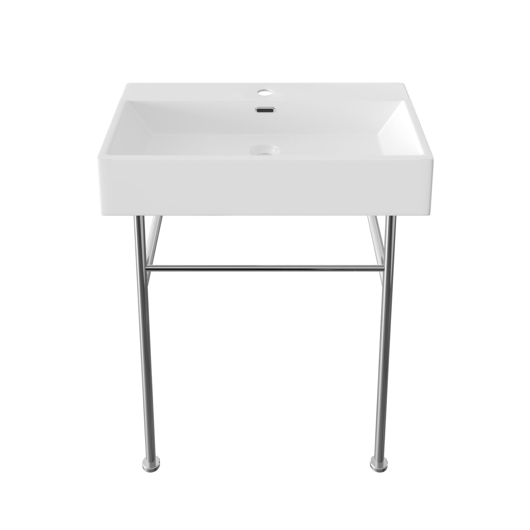 DeerValley 30" Rectangular White Ceramic Console Bathroom Sink With Si ...