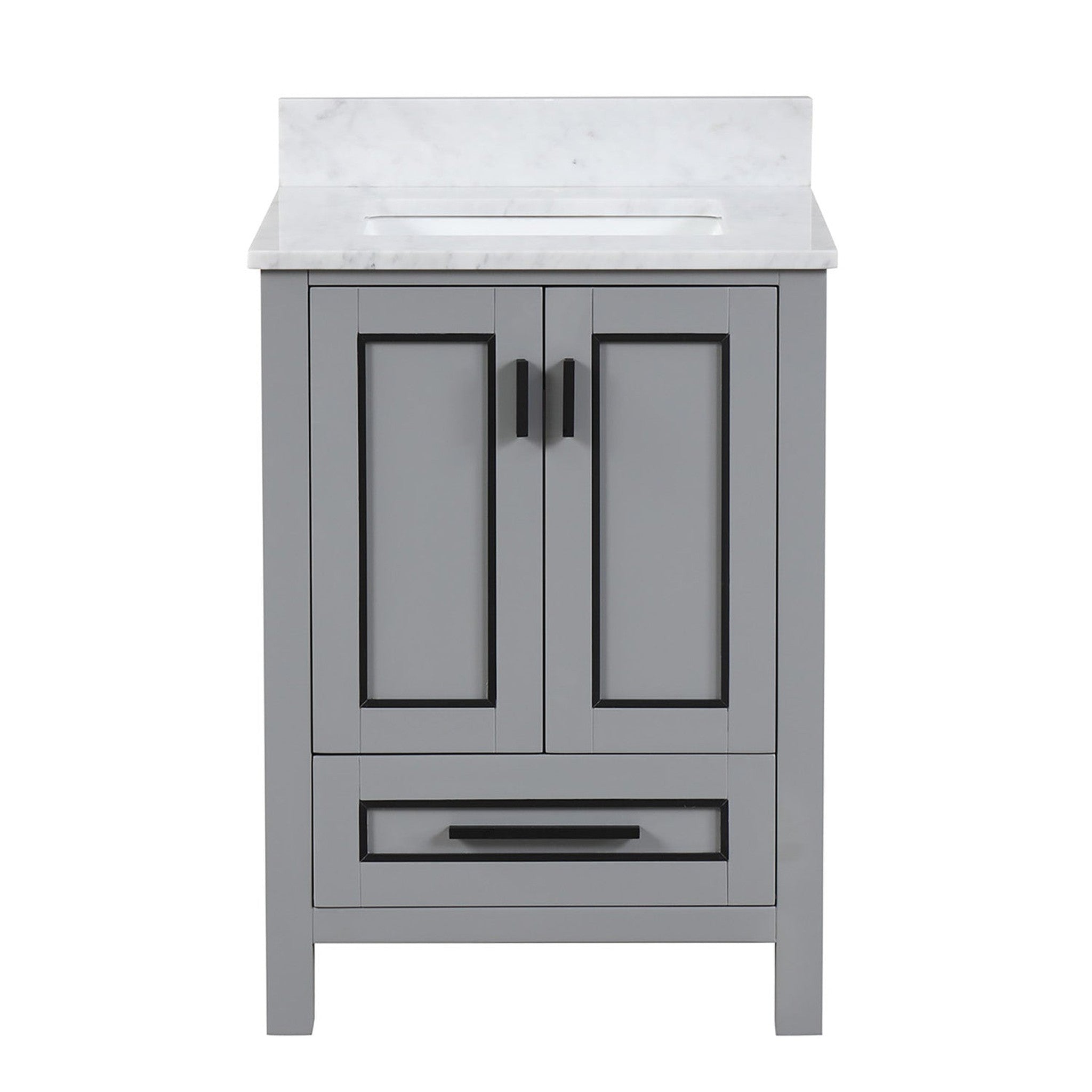Duko Venice 24" Wooden Vanity Set With White Cararra Marble Tabletop ...