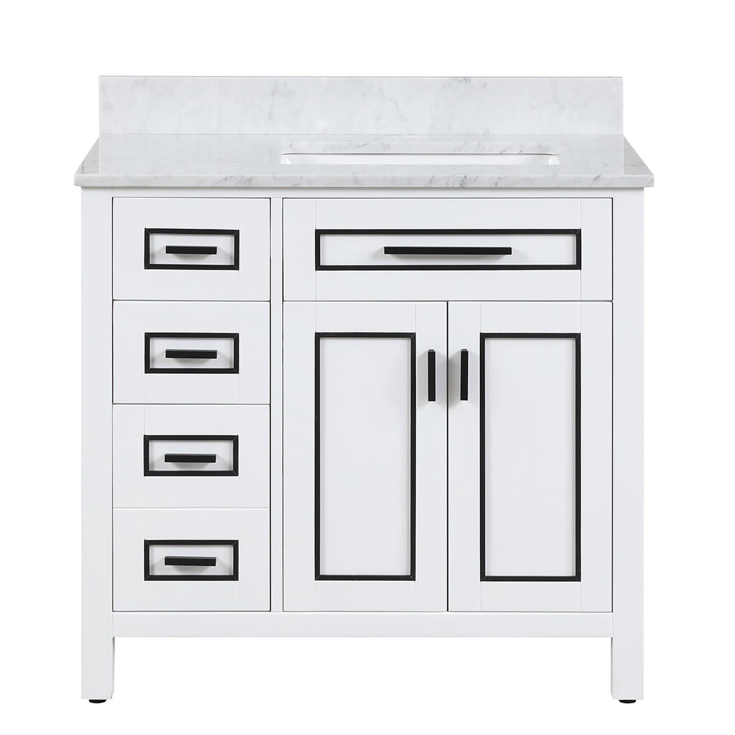 Duko Venice 36" With White Cararra Marble Tabletop, Rectangular Single ...