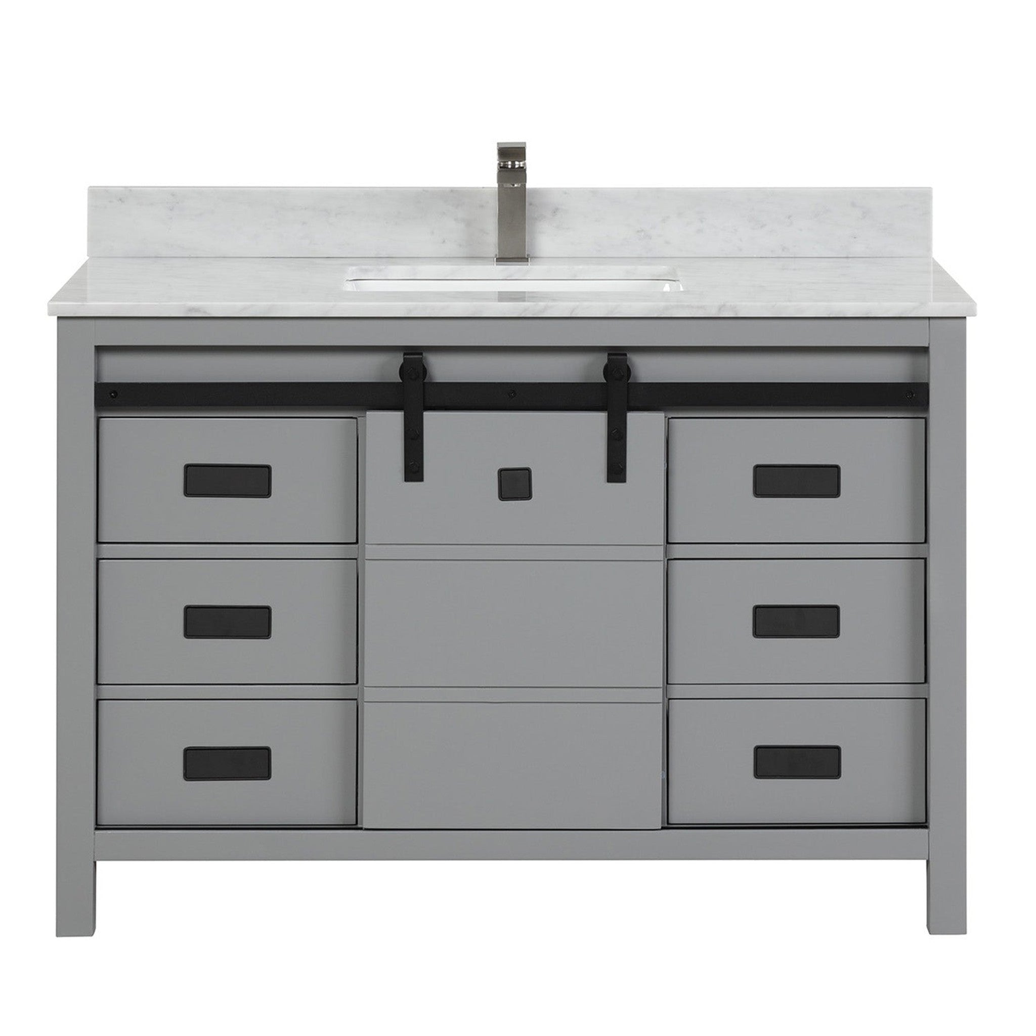 Duko Venice 48" Wooden Vanity Set With White Cararra Marble Tabletop ...