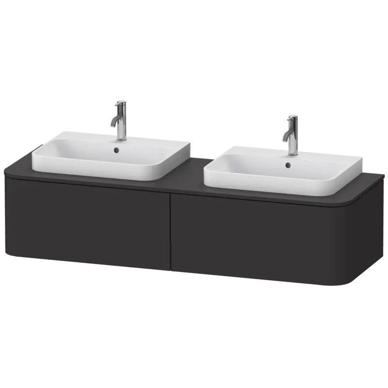 Duravit Happy D.2 63" x 14" x 22" Graphite Two Drawer Wall-Mount Vanit ...