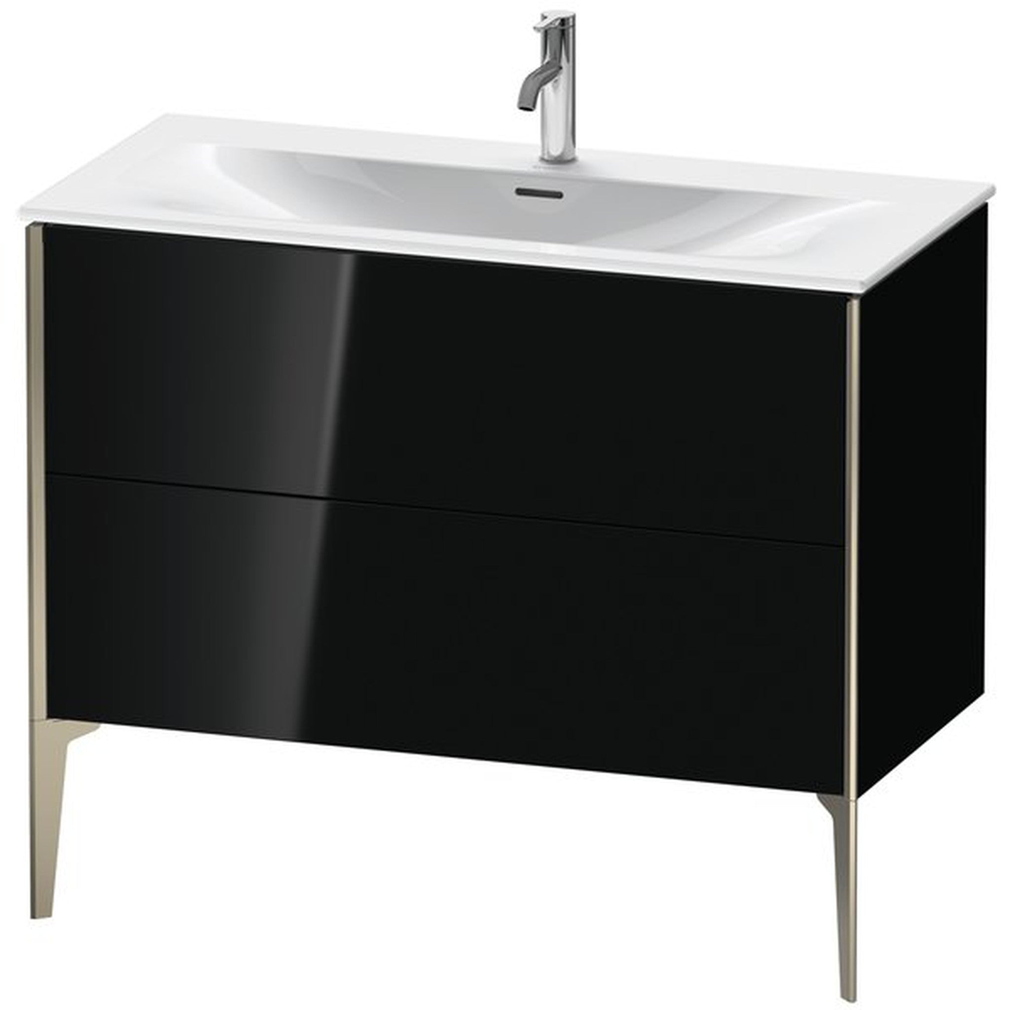 Duravit Xviu 40" x 23" x 19" Two Drawer Floorstanding Vanity Unit, Bla ...