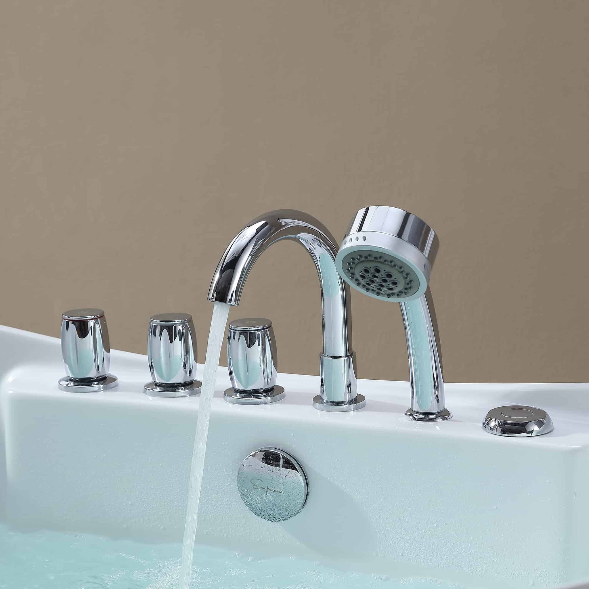 Empava 59" White Freestanding Oval Whirlpool Bathtub With Center Drain ...