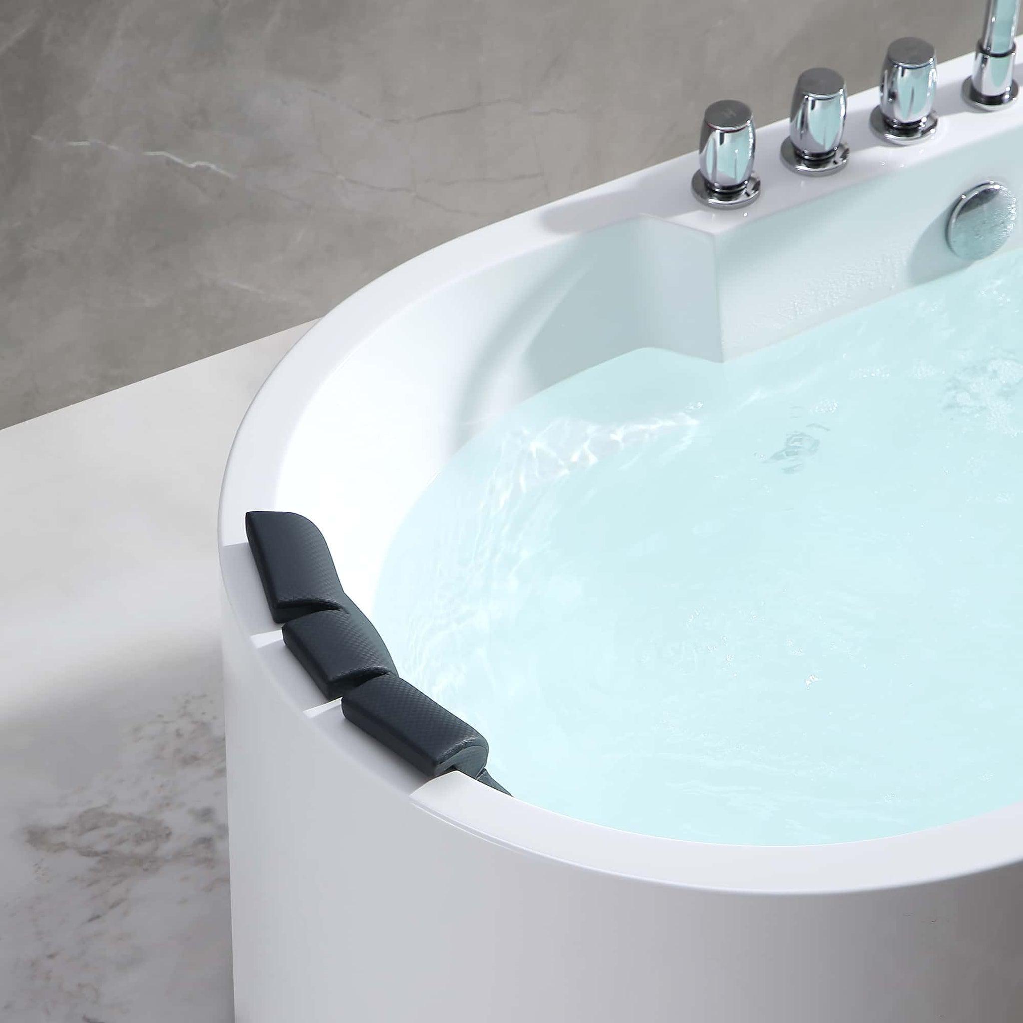 Empava 67" 2-Person White Freestanding Oval Whirlpool Bathtub With Cen ...