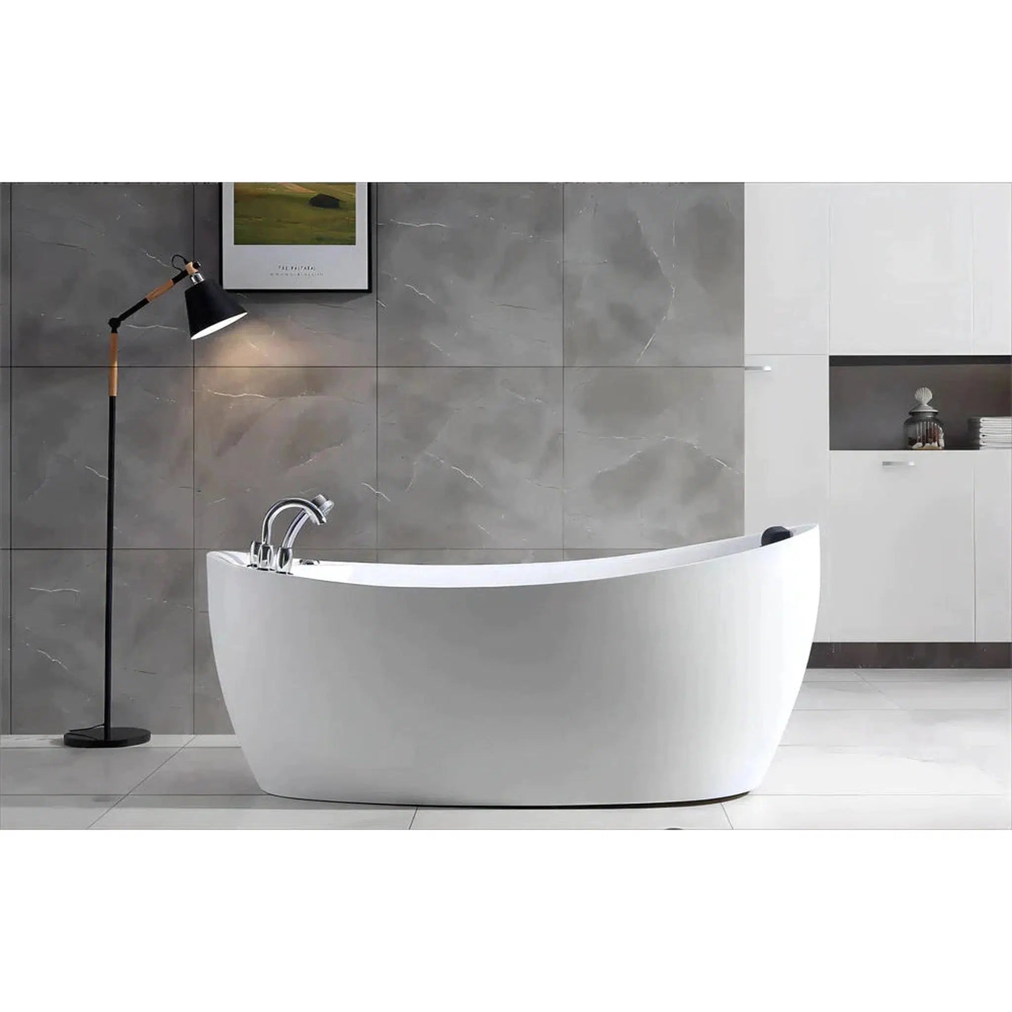 Empava 67" White Freestanding Oval Whirlpool Bathtub With Reversible D ...