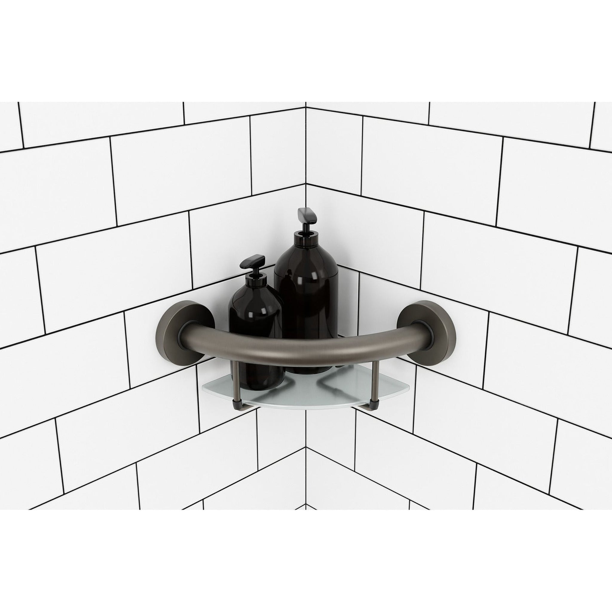 Evekare 10" Stainless Steel Concealed Mount Corner Grab Bar With Integ ...
