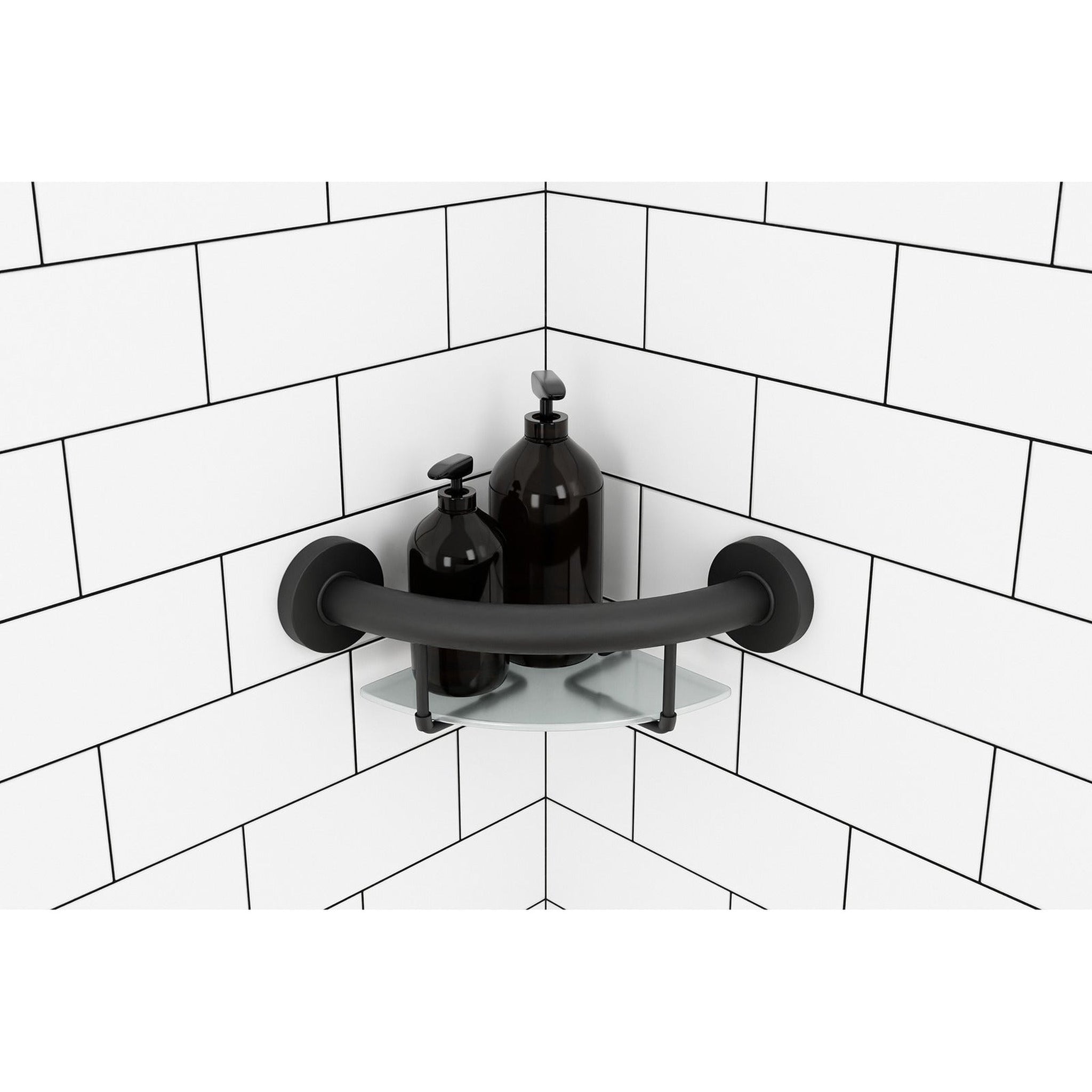 Evekare 10" Stainless Steel Concealed Mount Corner Grab Bar With Integ ...