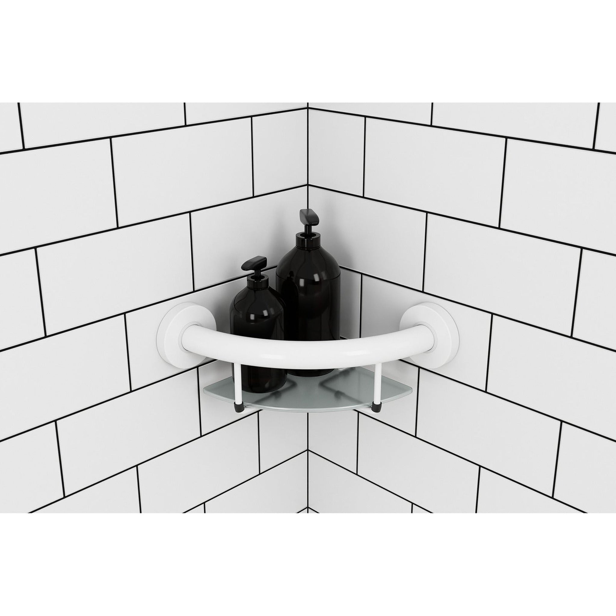 Evekare 10" Stainless Steel Concealed Mount Corner Grab Bar With Integ ...