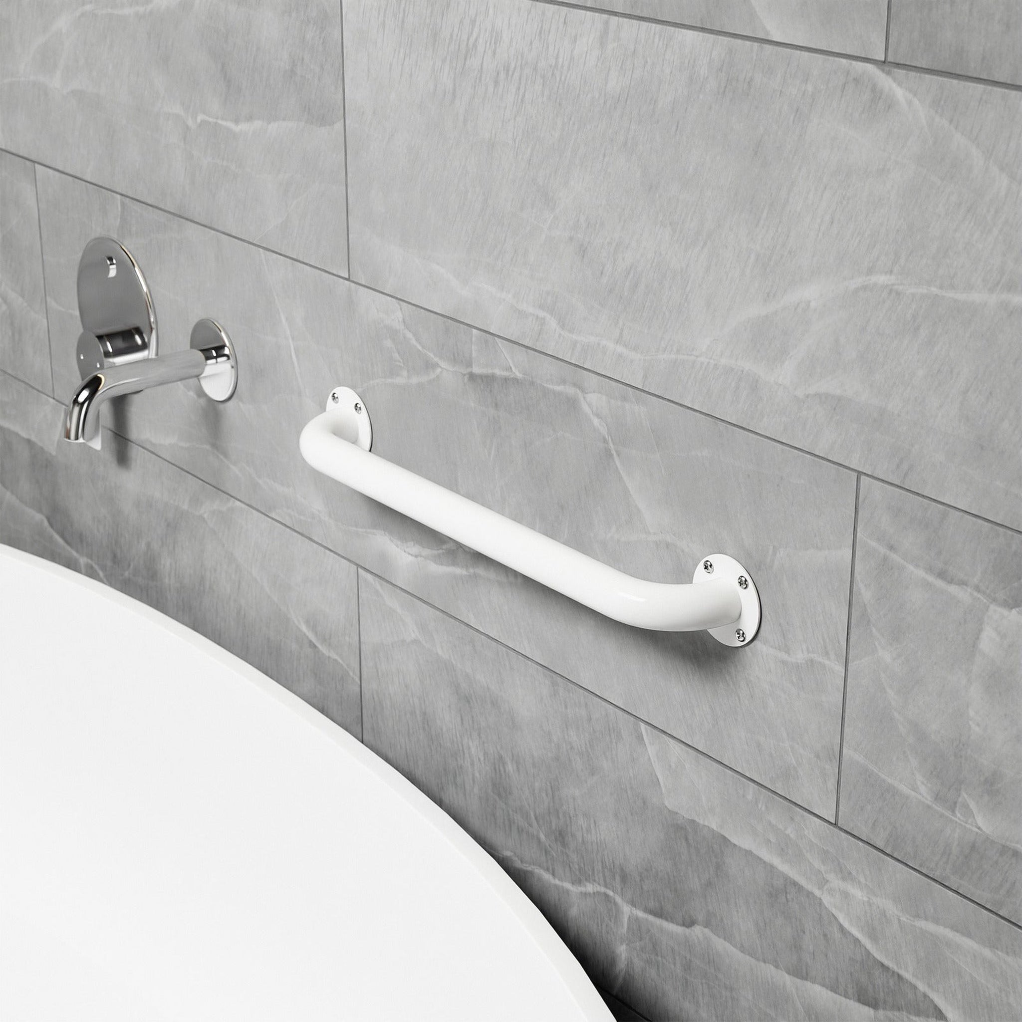 Evekare 18" White Exposed Mount Grab Bar – US Bath Store