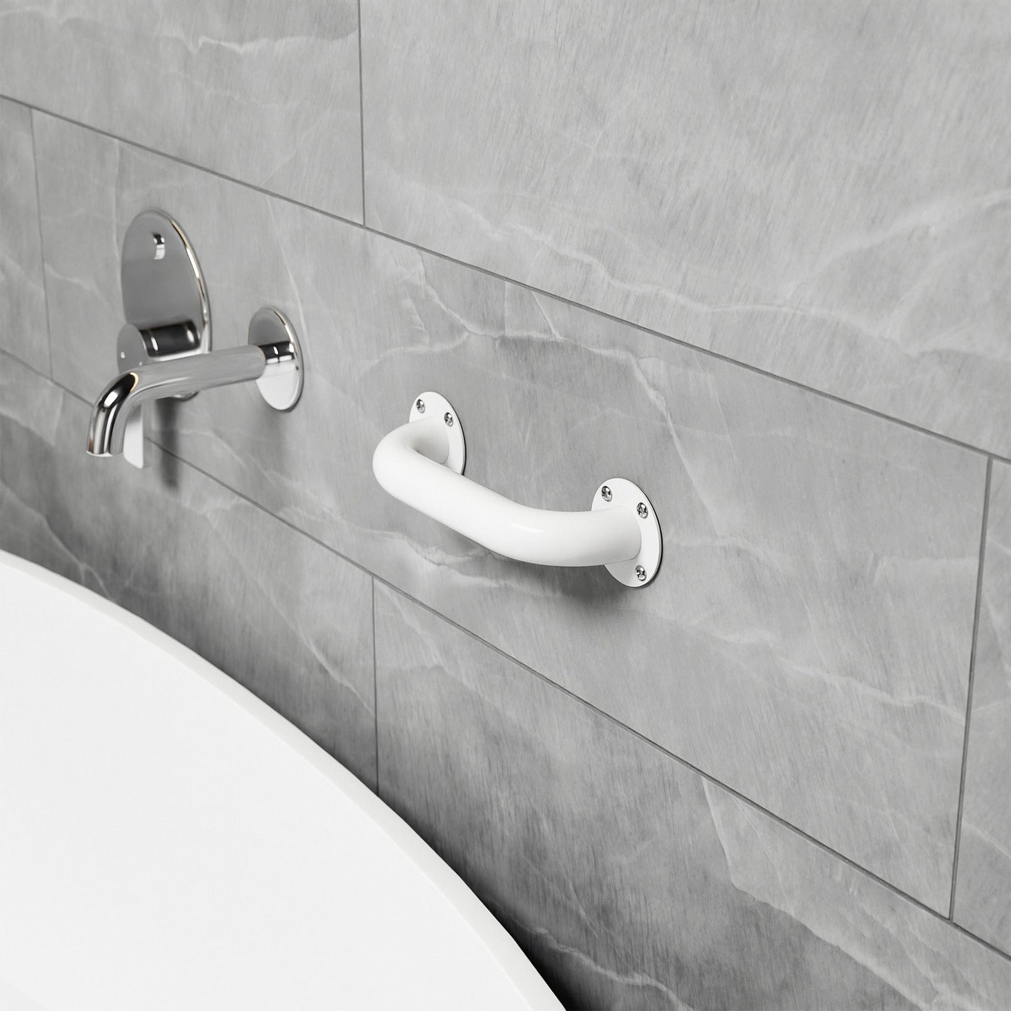 Evekare 8" White Exposed Mount Grab Bar – US Bath Store