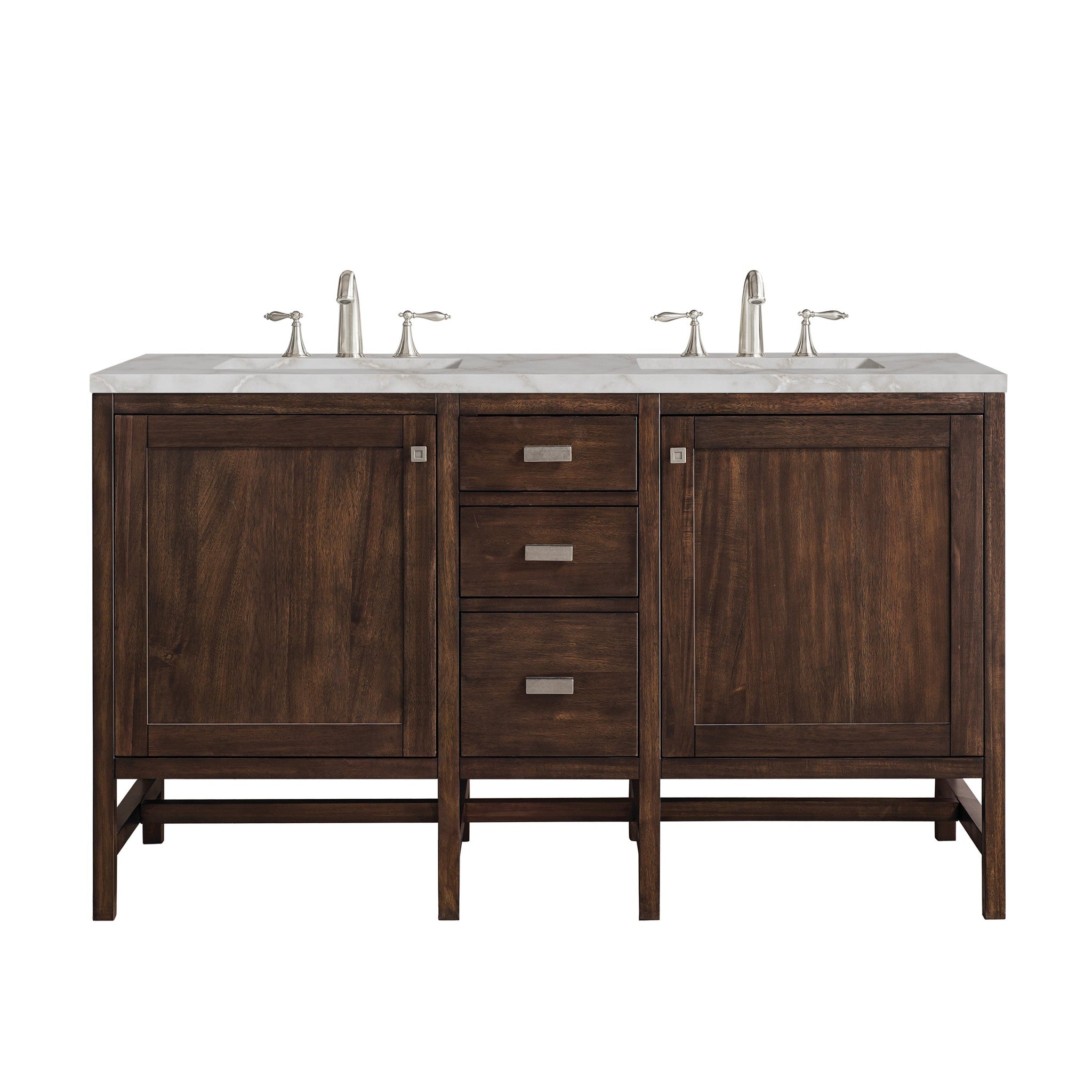 James Martin Vanities Addison 60" Mid-Century Acacia Double Vanity Wit ...