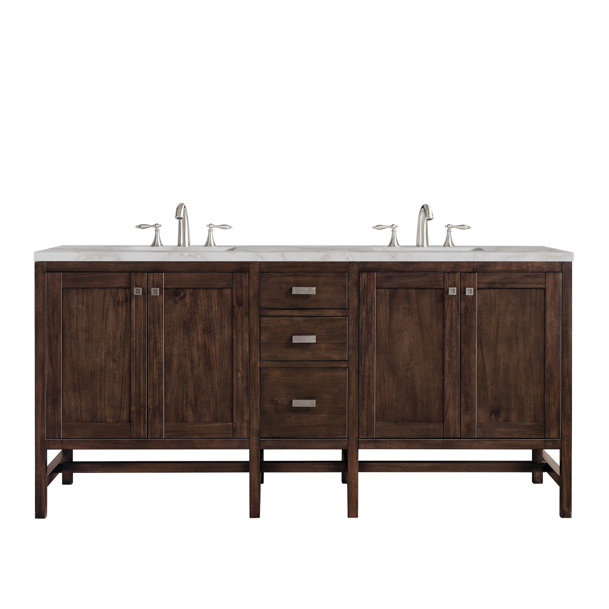 James Martin Vanities Addison 72" Mid-Century Acacia Double Vanity Wit ...