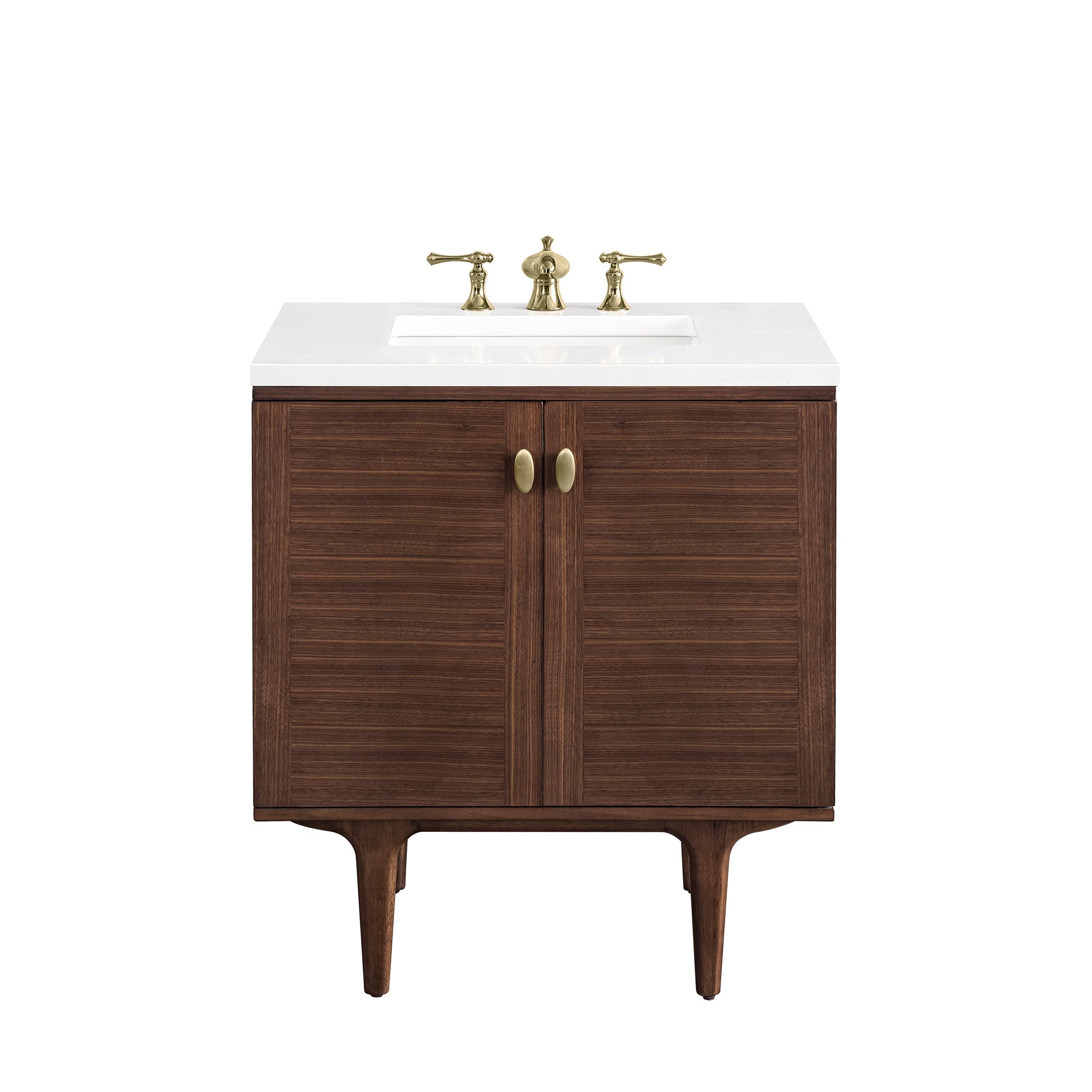 James Martin Vanities Amberly 30" Mid-Century Walnut Single Vanity Wit ...