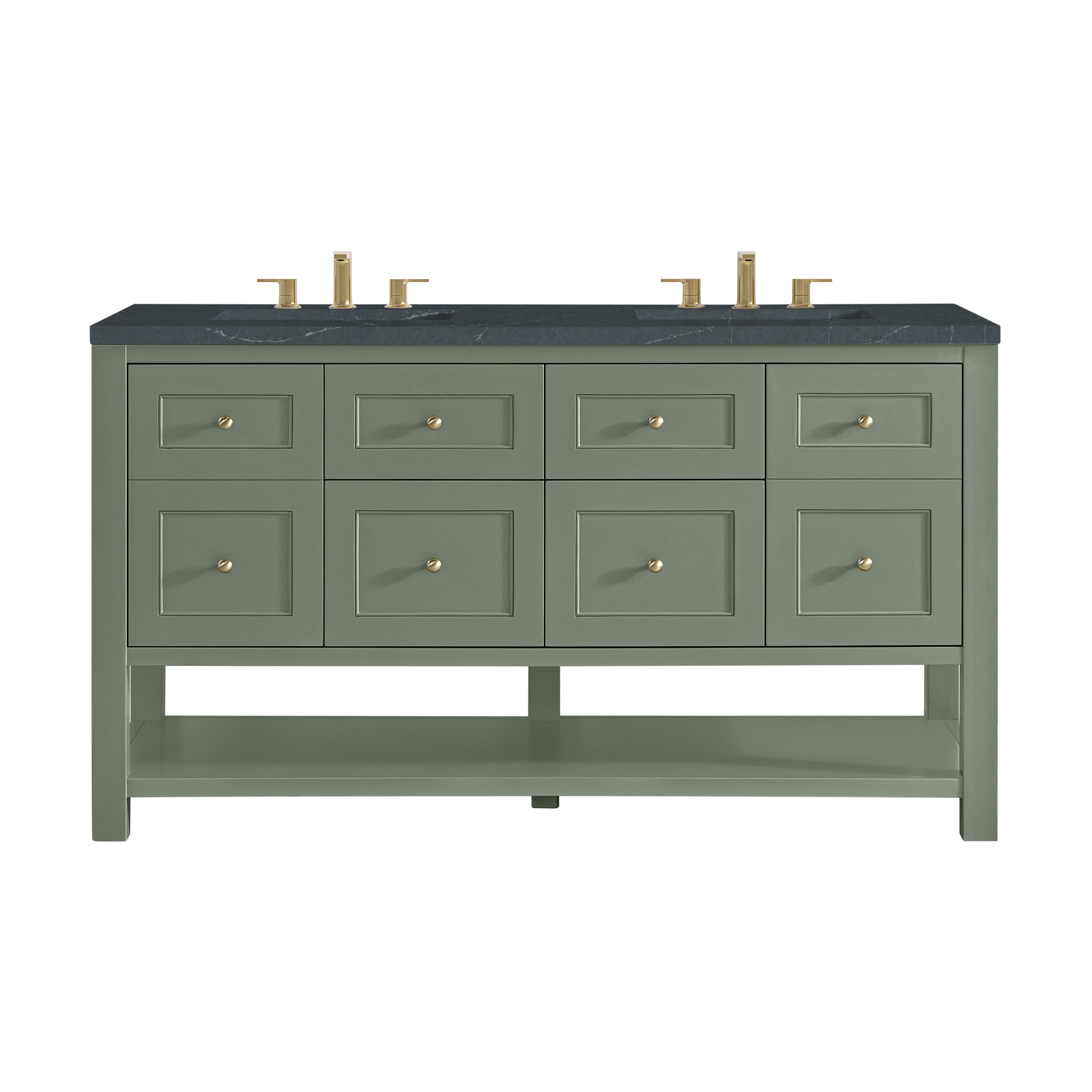 James Martin Vanities Breckenridge 60" Smokey Celadon Double Vanity Wi ...