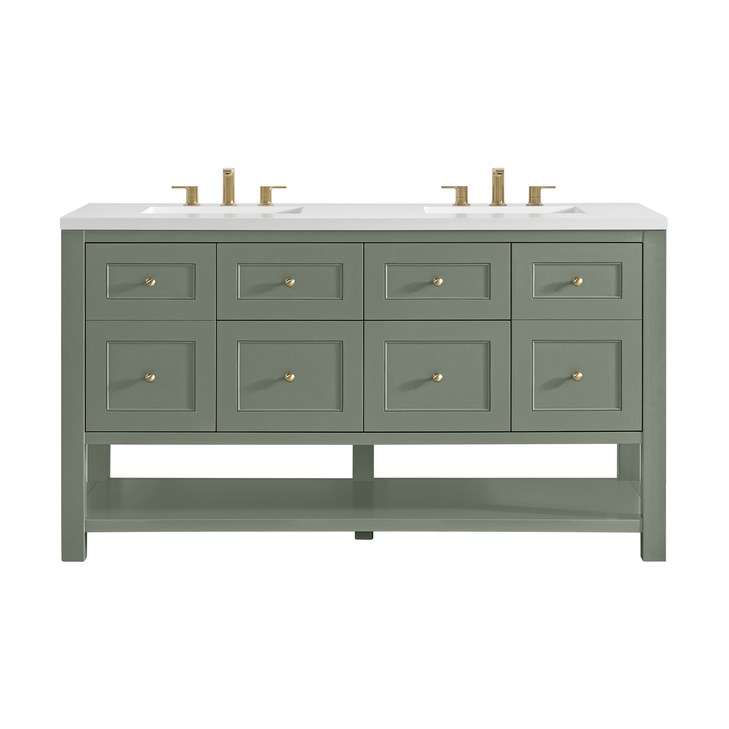 James Martin Vanities Breckenridge 60" Smokey Celadon Double Vanity Wi ...