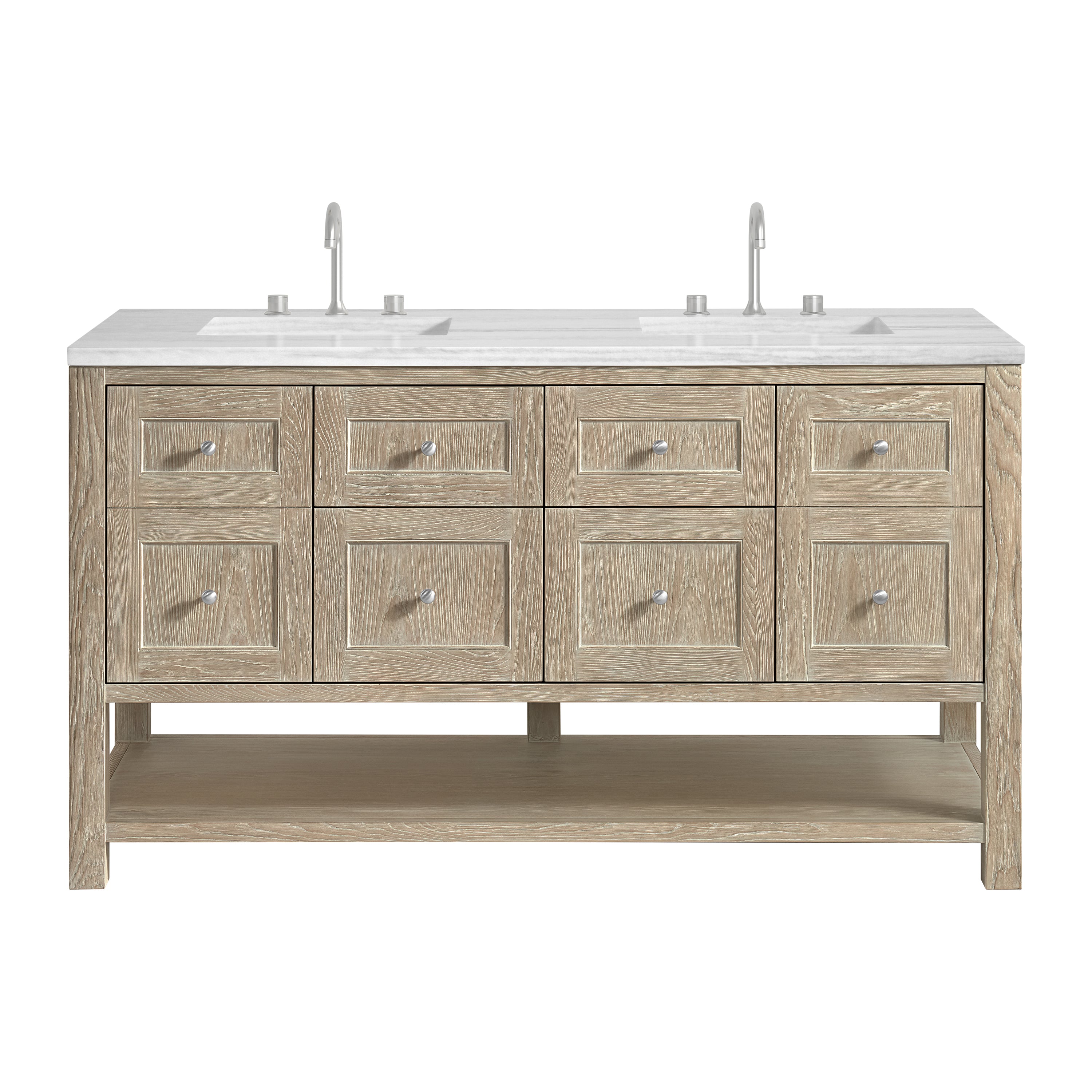 James Martin Vanities Breckenridge 60" Whitewashed Oak Double Vanity W ...