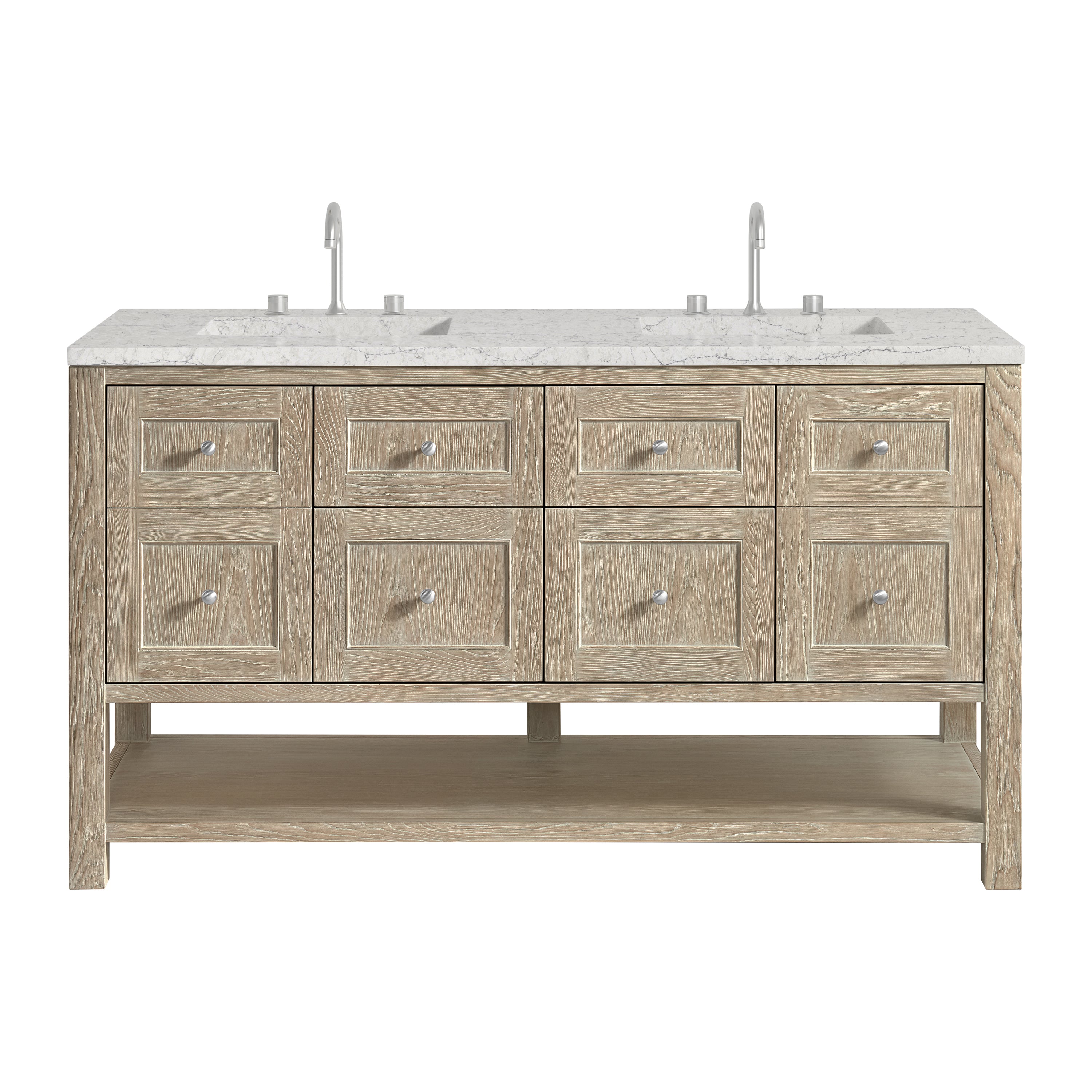 James Martin Vanities Breckenridge 60" Whitewashed Oak Double Vanity W ...