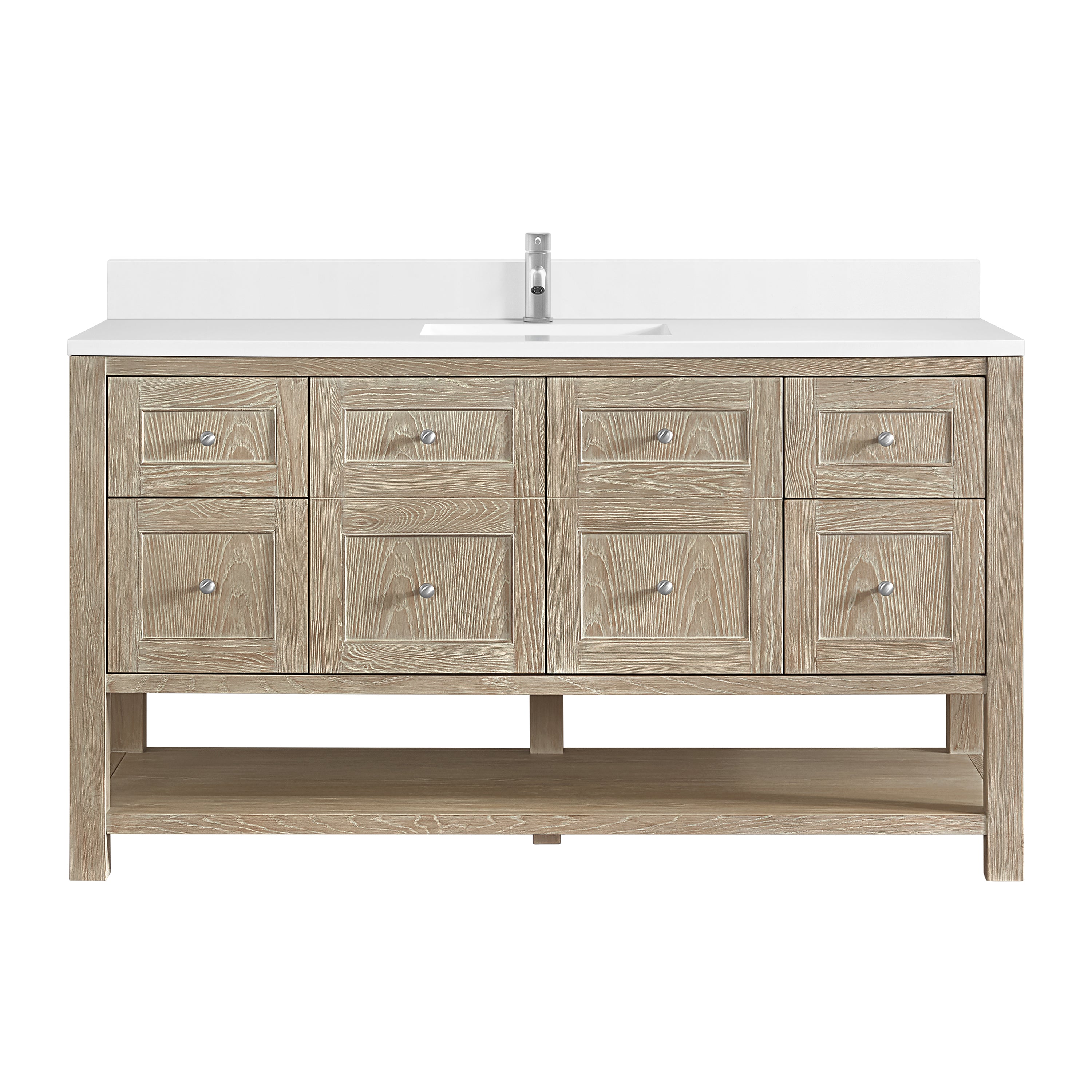 James Martin Vanities Breckenridge 60" Whitewashed Oak Single Vanity W ...