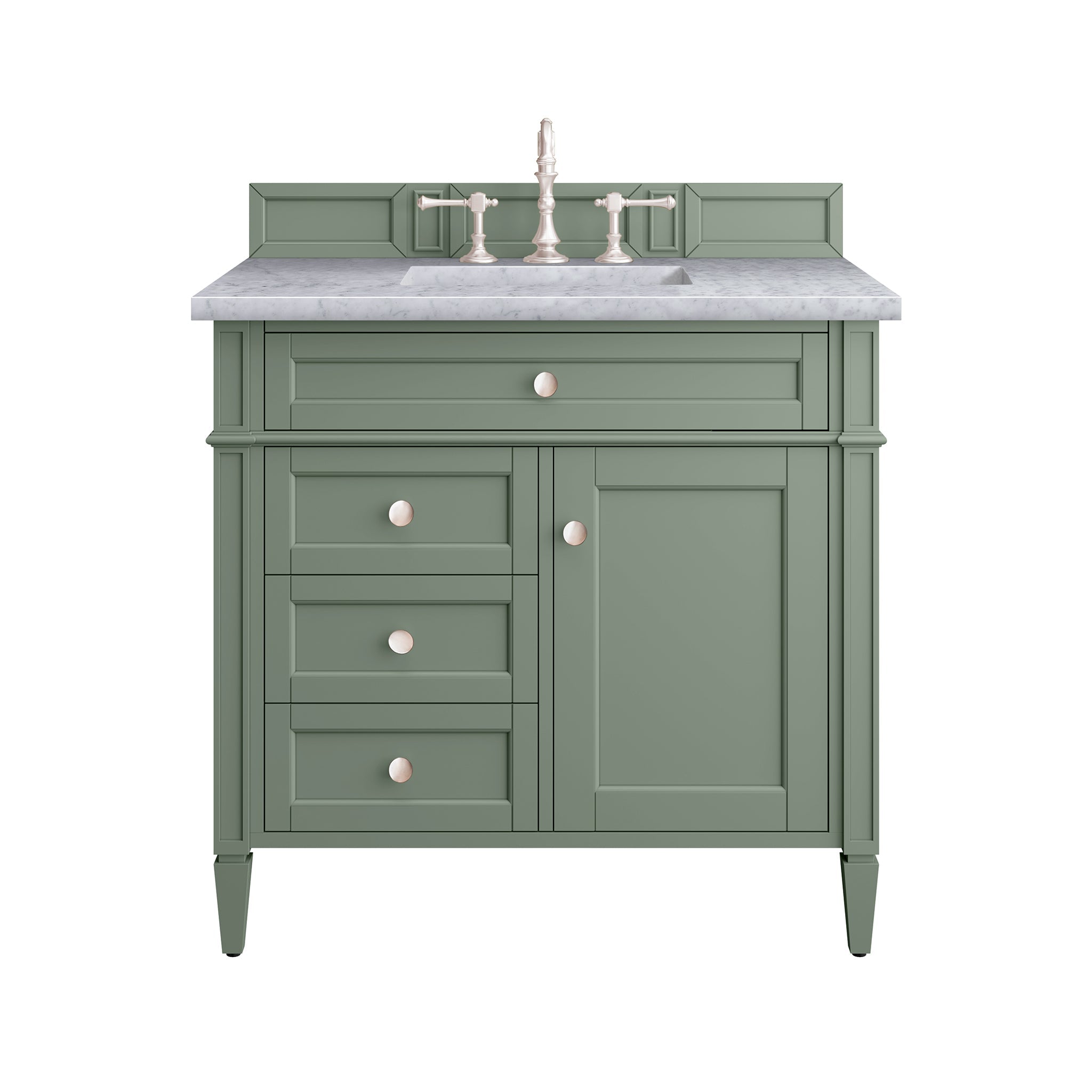 James Martin Vanities Brittany 36" Smokey Celadon Single Vanity With 3 ...