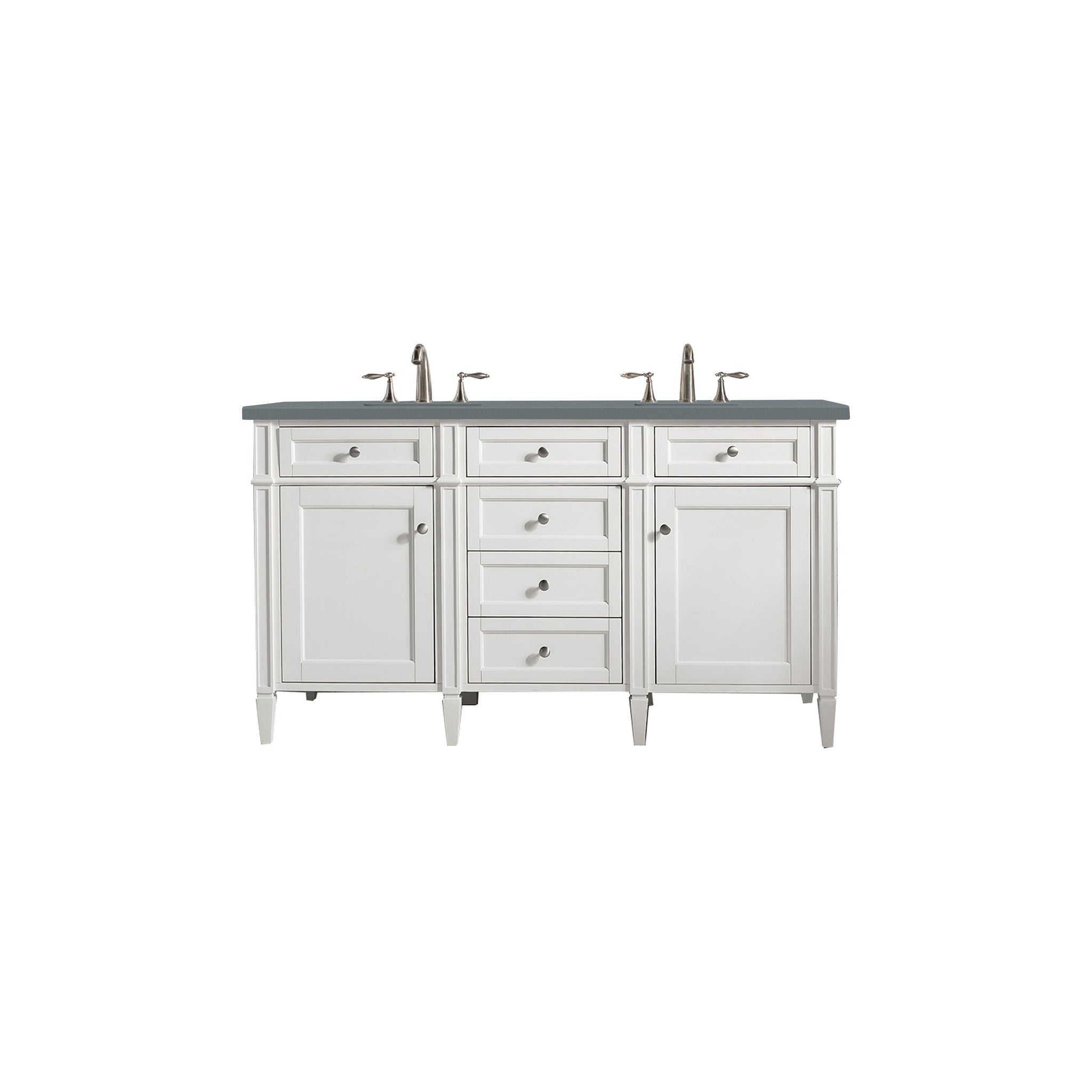 James Martin Vanities Brittany 60" Bright White Double Vanity With 3cm ...