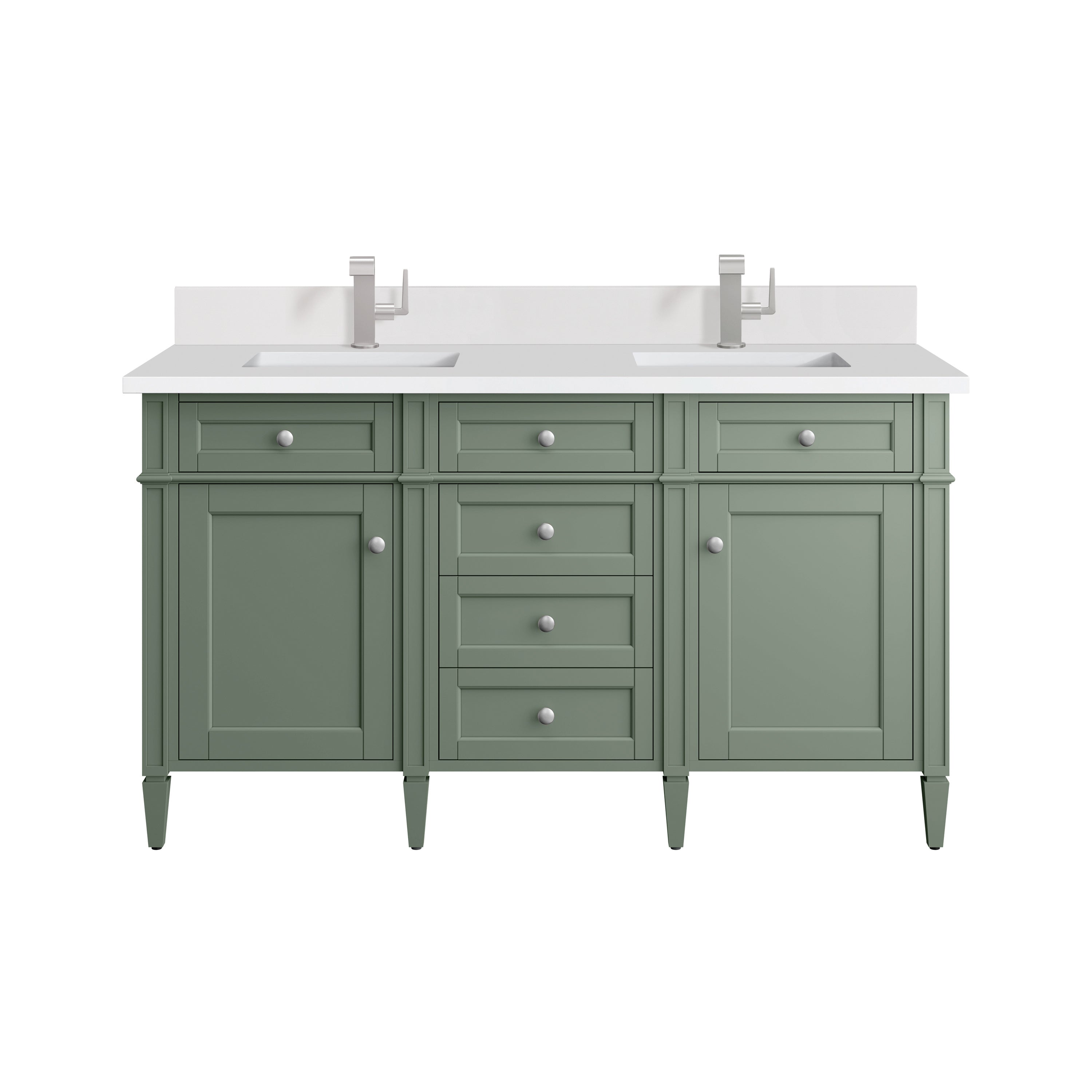 James Martin Vanities Brittany 60" Smokey Celadon Double Vanity With S ...