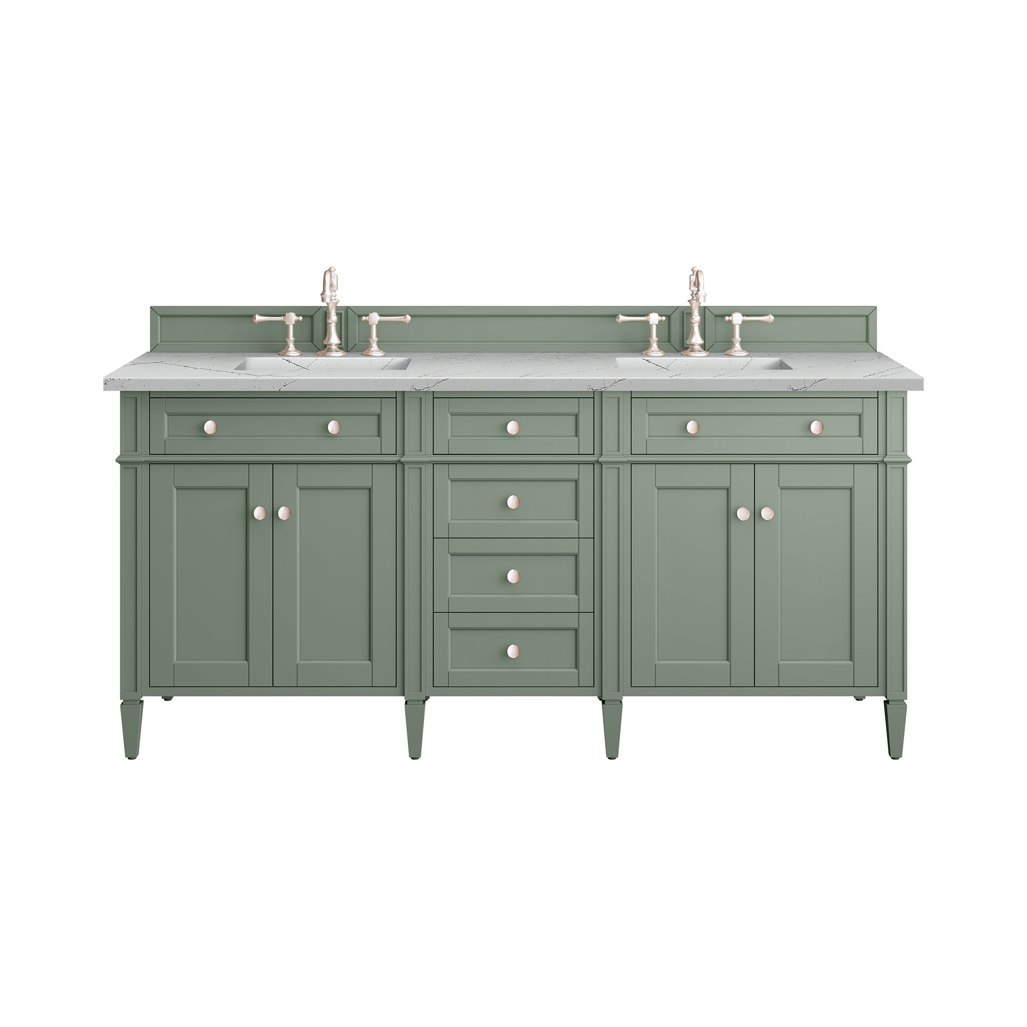 James Martin Vanities Brittany 72" Smokey Celadon Double Vanity With 3 ...