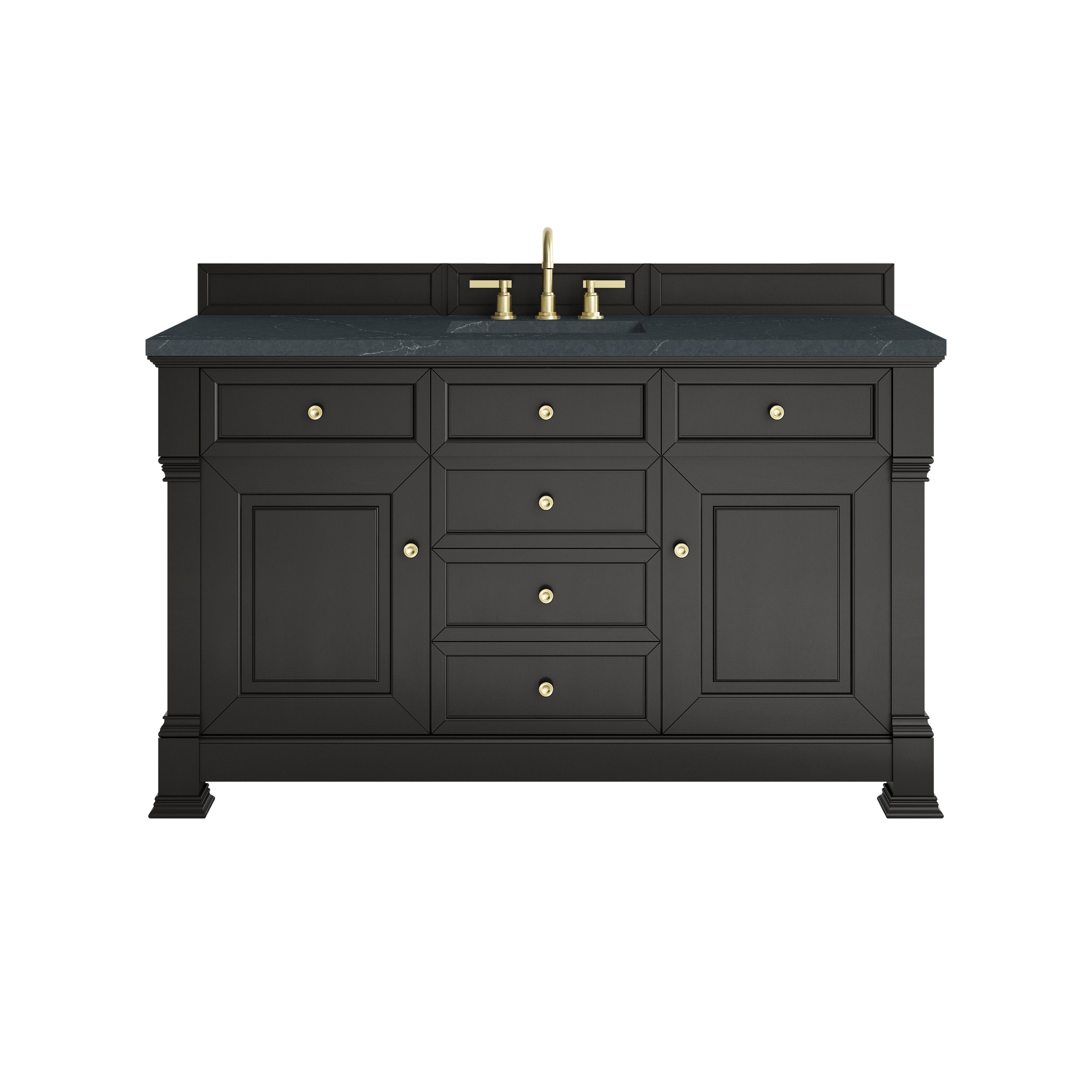 James Martin Vanities Brookfield 60" Black Onyx Single Vanity With 3cm ...