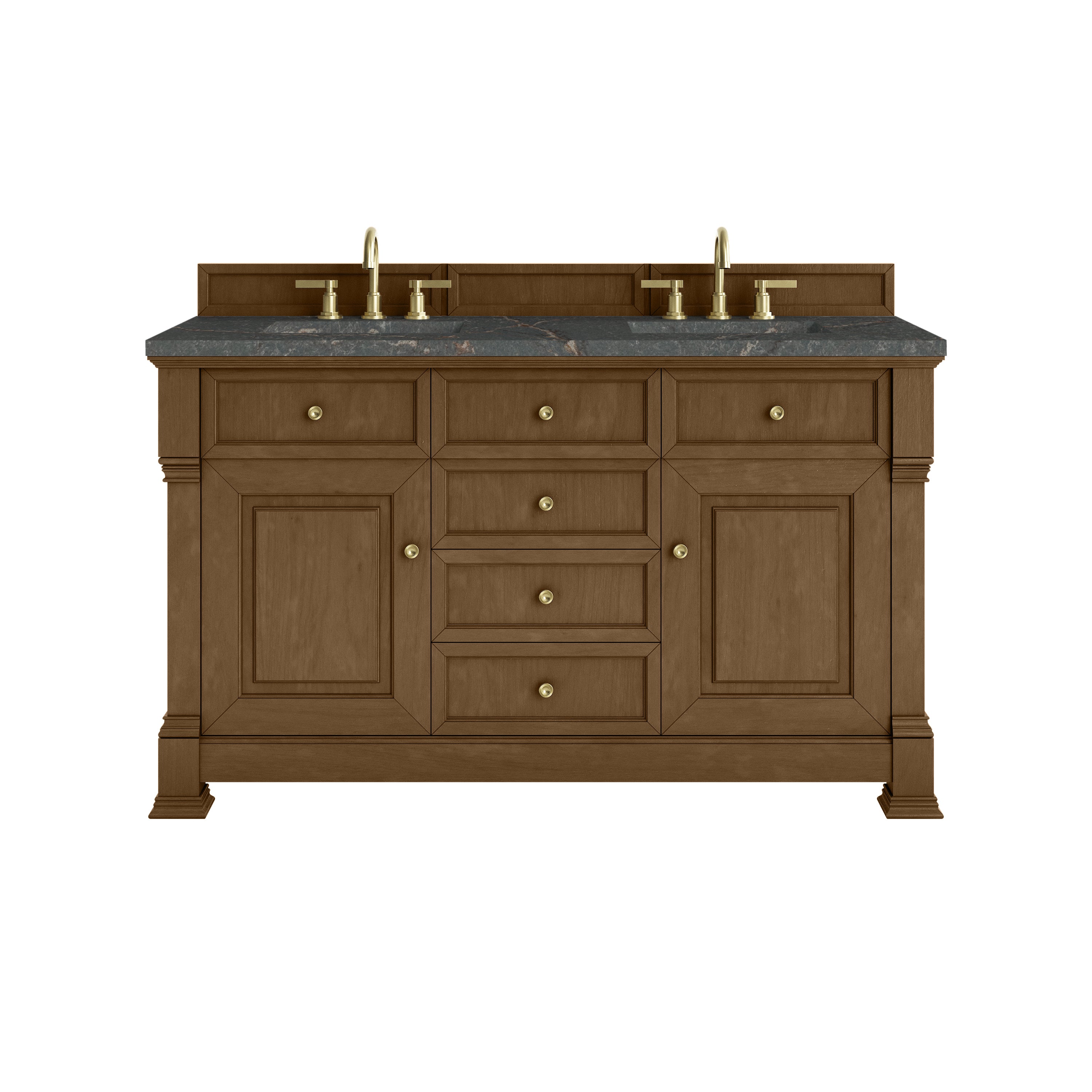 James Martin Vanities Brookfield 60" Honey Oak Double Vanity With 3cm ...