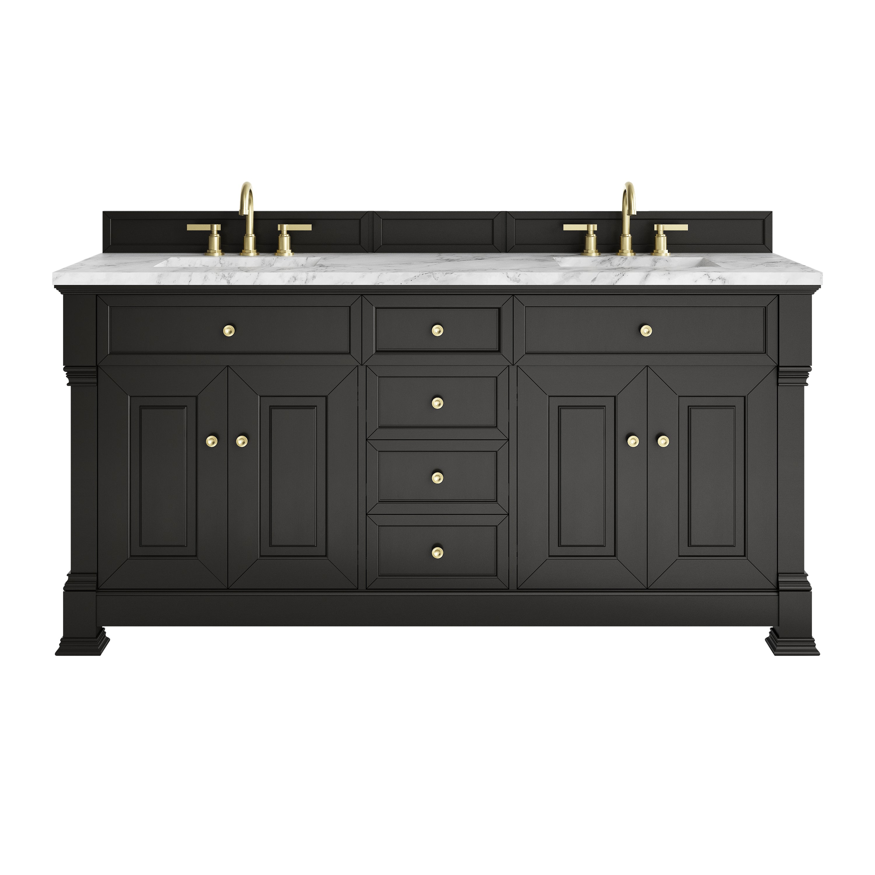 James Martin Vanities Brookfield 72" Black Onyx Double Vanity With 3cm ...