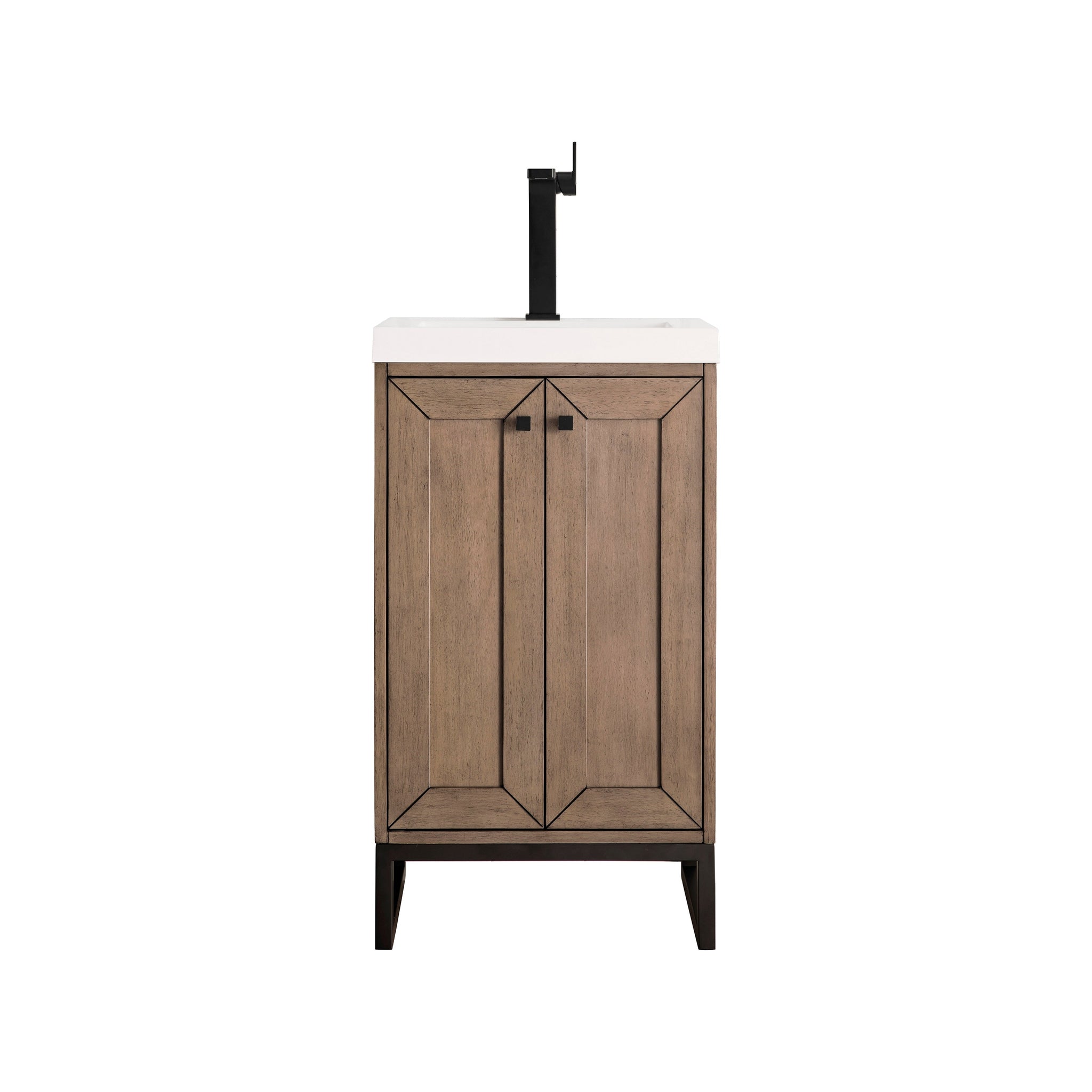 James Martin Vanities Chianti 20" Whitewashed Walnut, Matte Black Sing ...