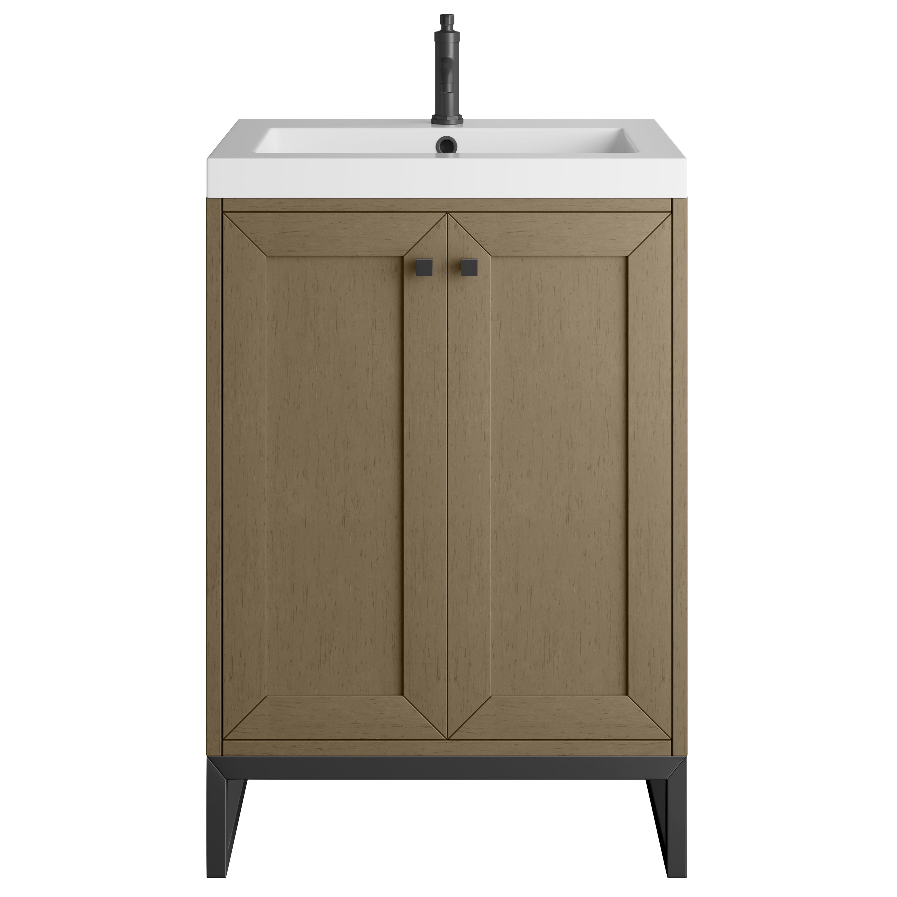 James Martin Vanities Chianti 24" Walnut Whisper Matte Black Base Sing ...