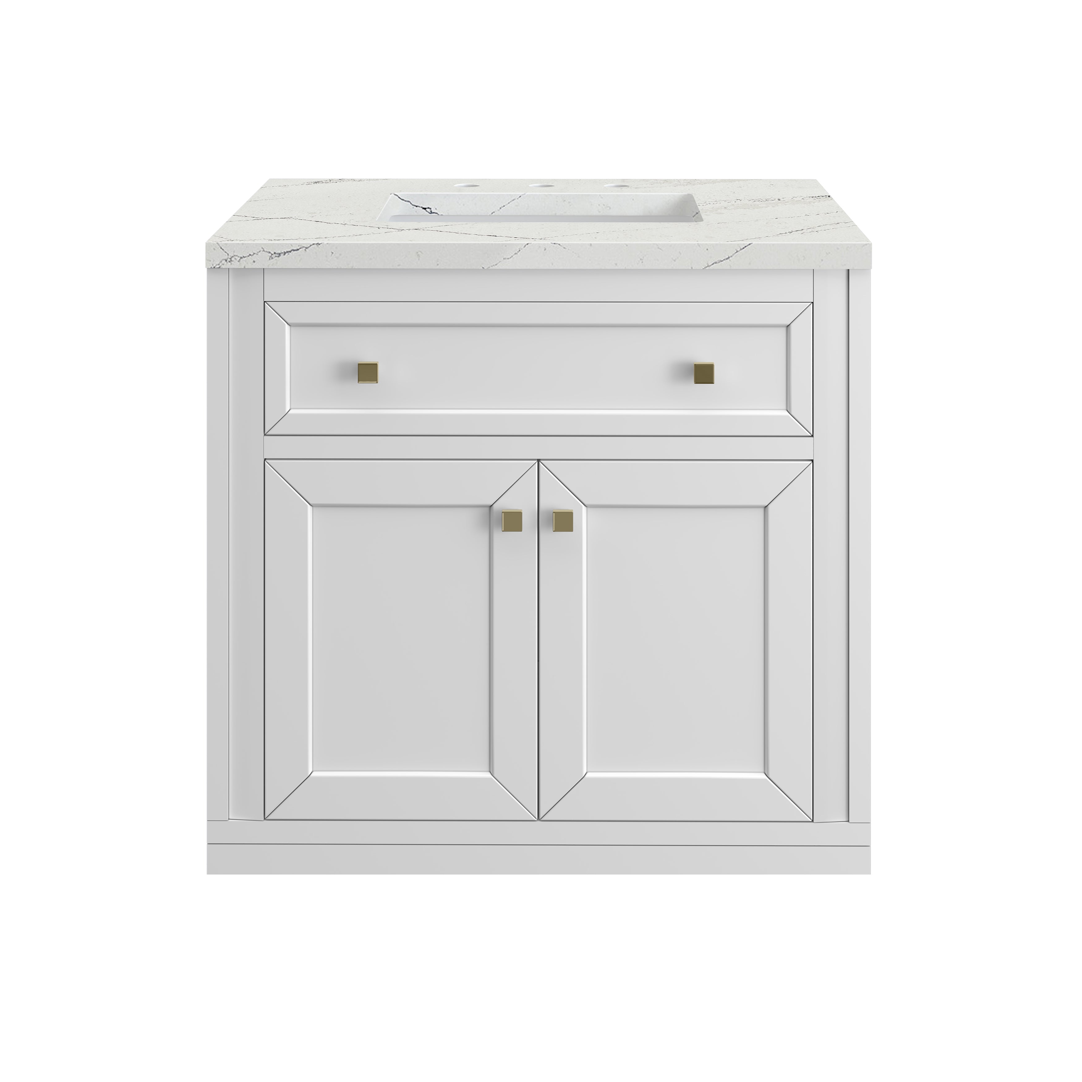 James Martin Vanities Chicago 30" Glossy White Single Vanity With 3cm ...