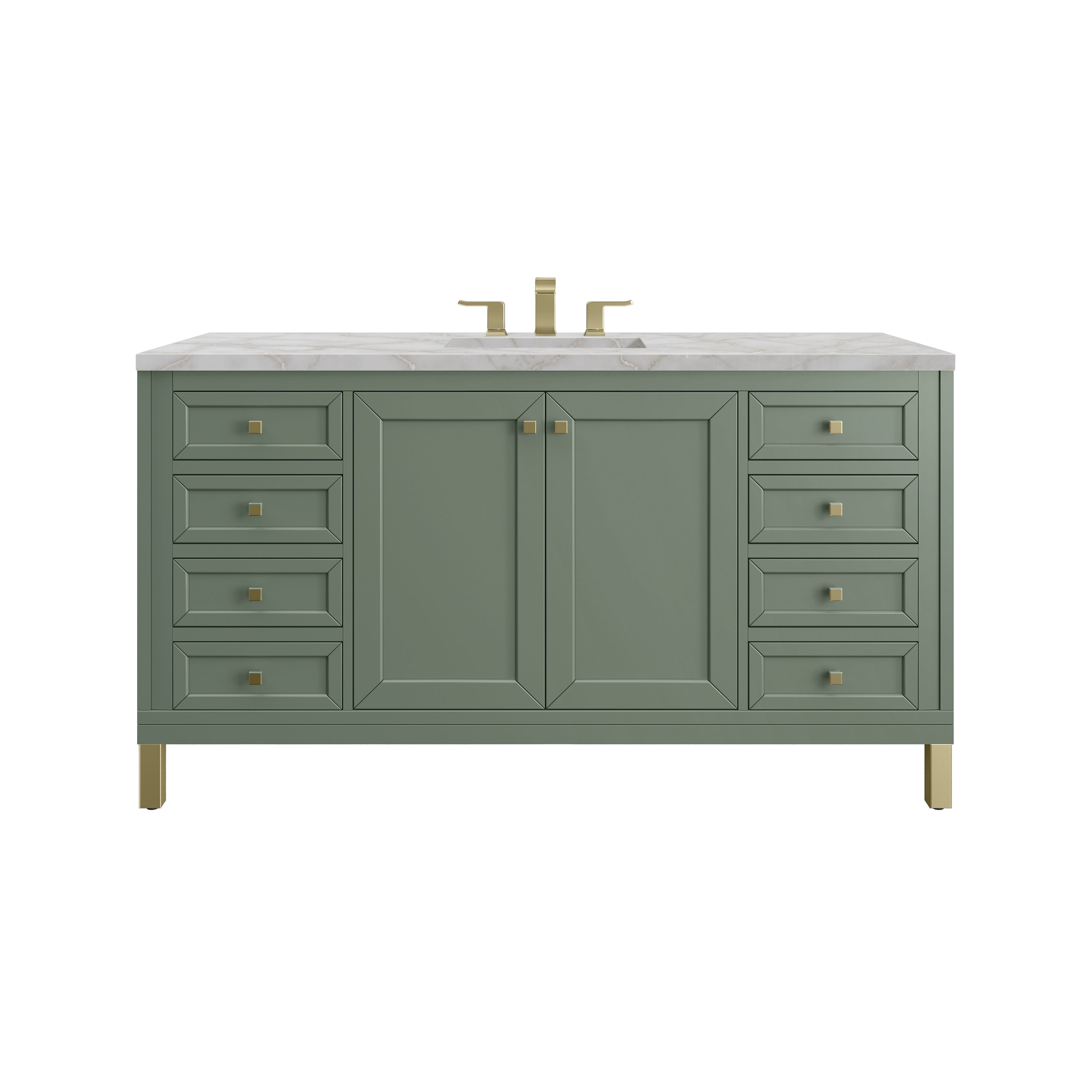 James Martin Vanities Chicago 60" Smokey Celadon Single Vanity With 3 ...