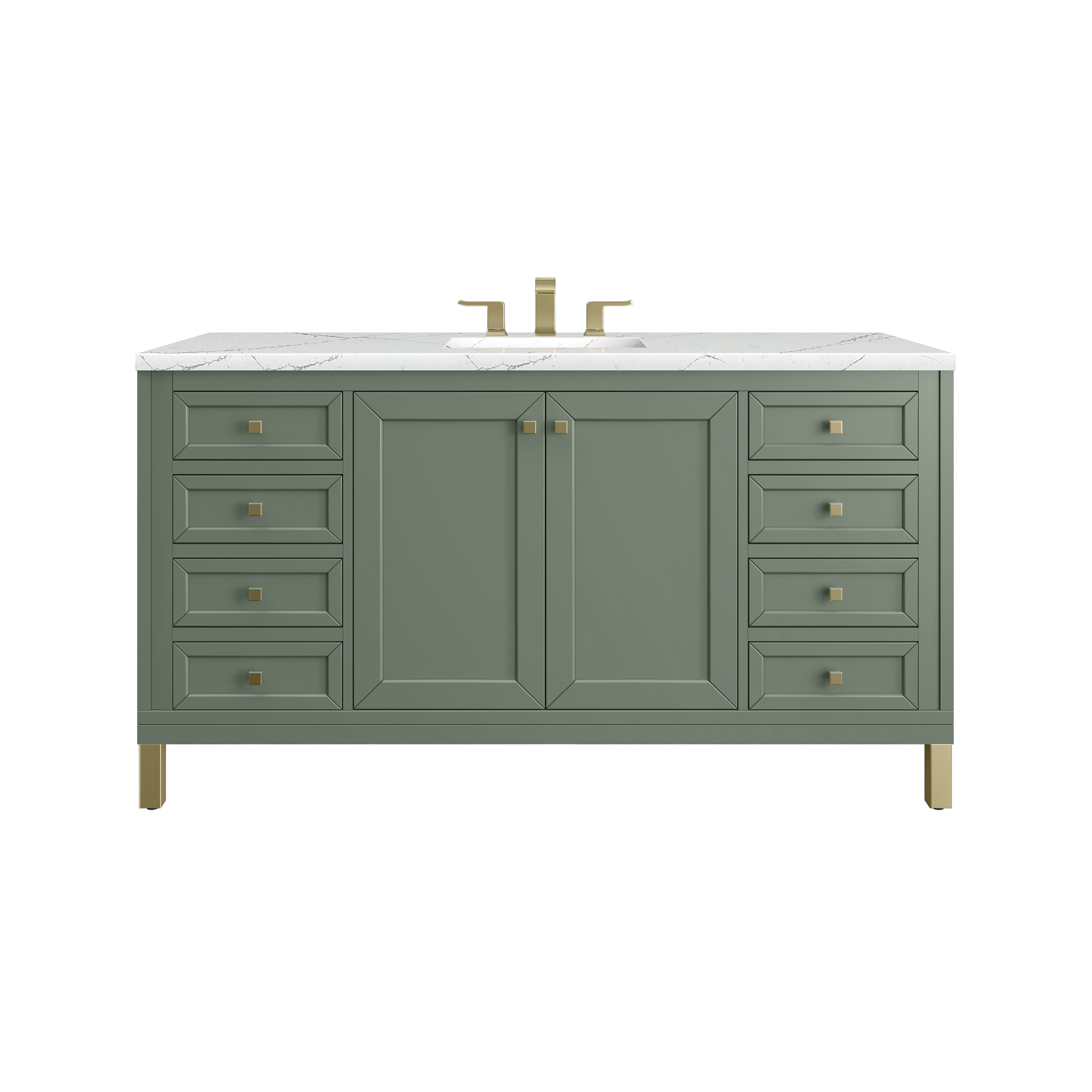 James Martin Vanities Chicago 60" Smokey Celadon Single Vanity With 3c ...