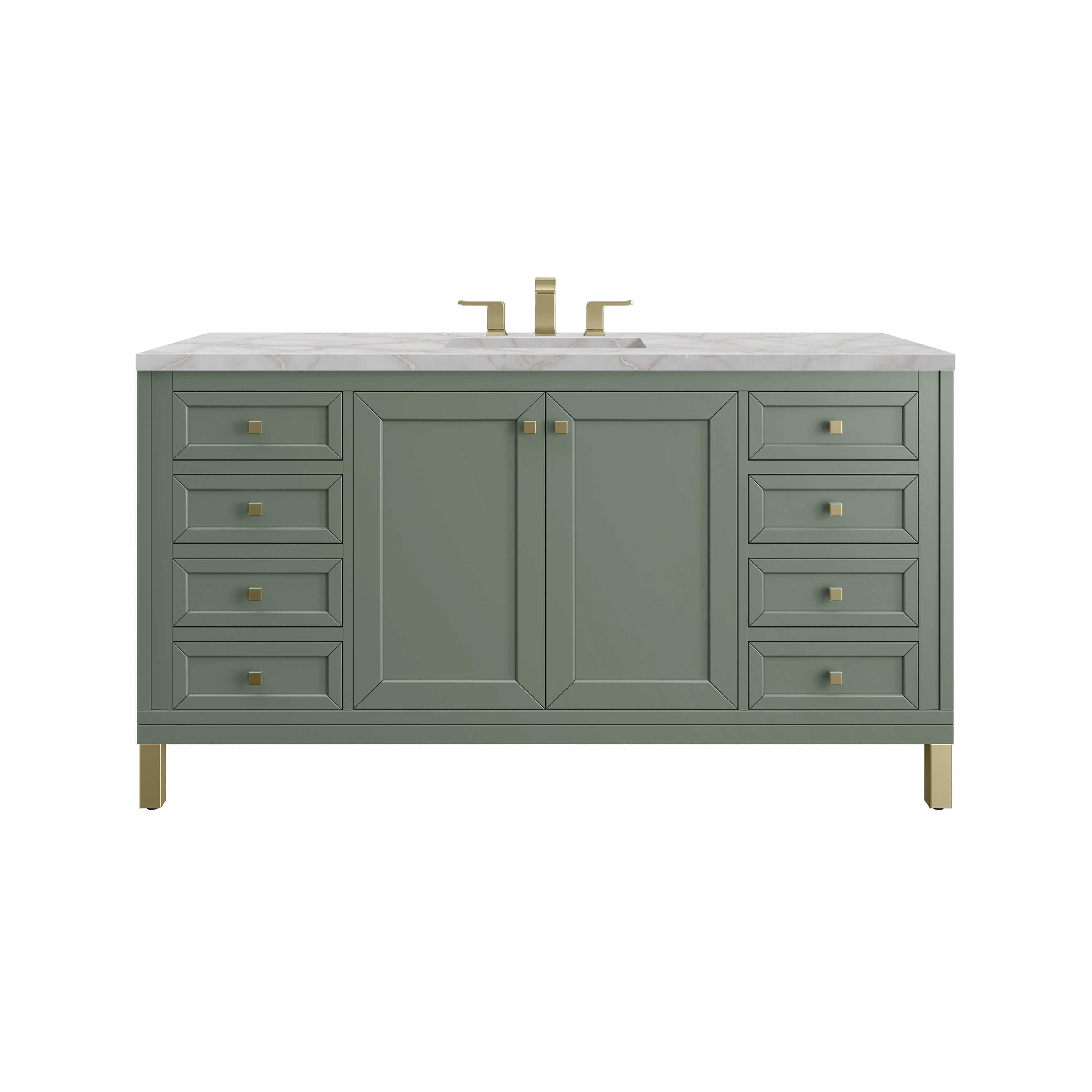 James Martin Vanities Chicago 60" Smokey Celadon Single Vanity With 3c ...