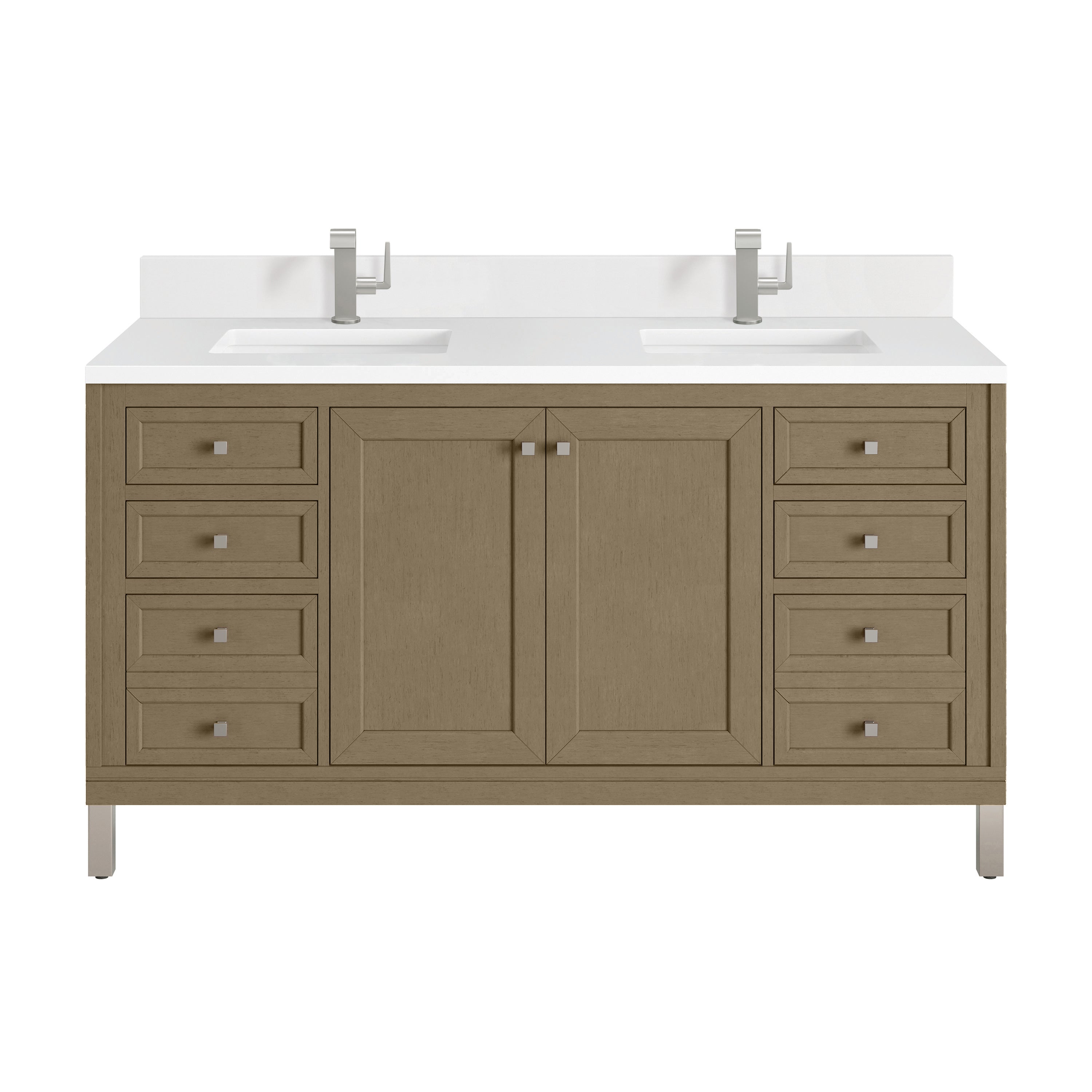 James Martin Vanities Chicago 60" Walnut Whisper Double Vanity With Si ...