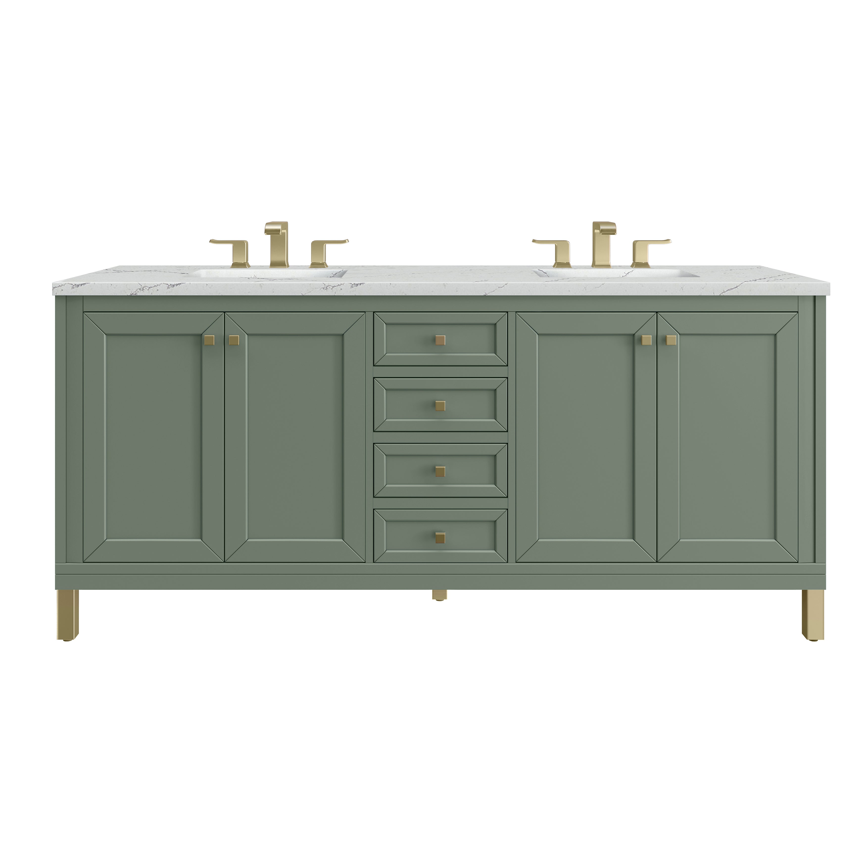 James Martin Vanities Chicago 72" Smokey Celadon Double Vanity With 3c ...