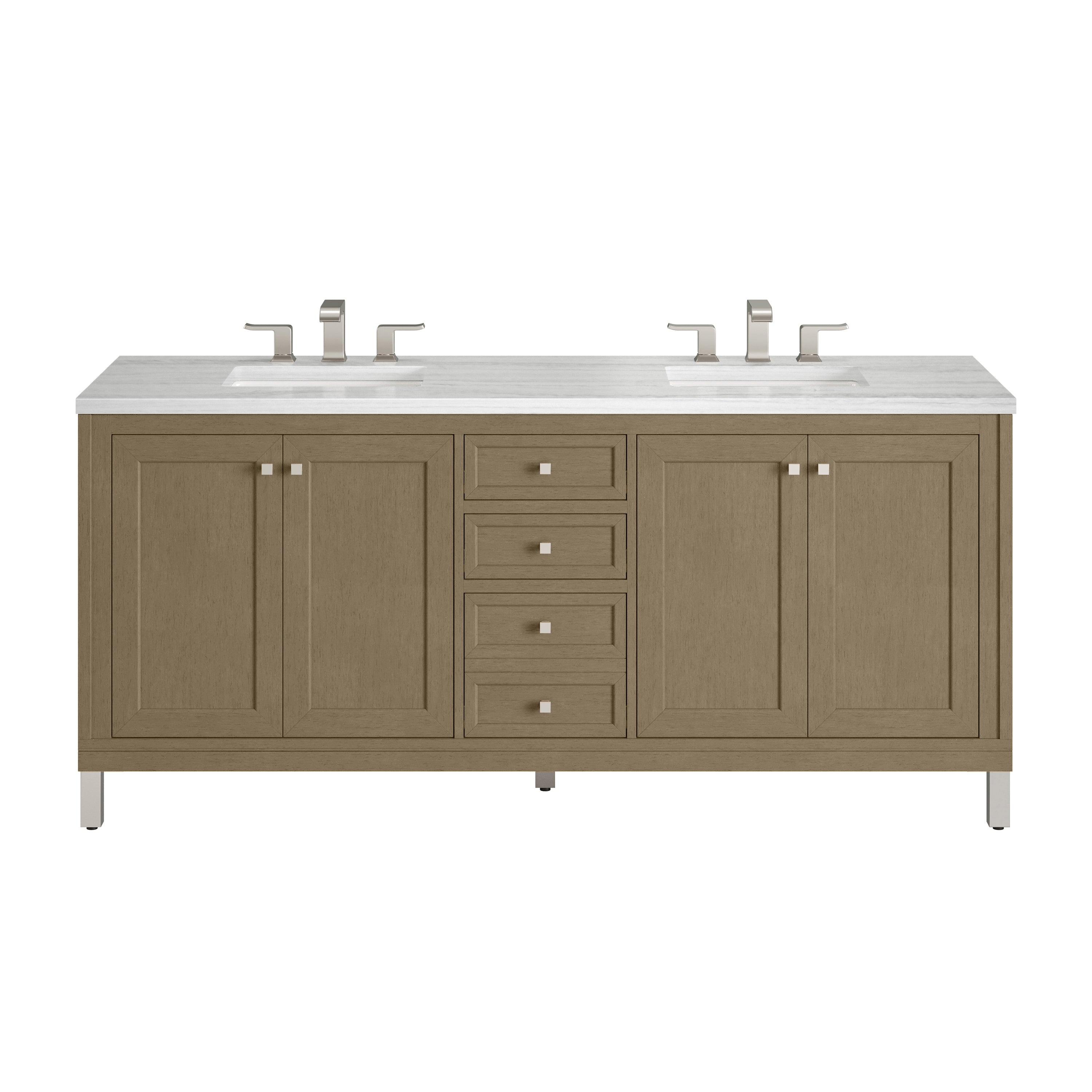 James Martin Vanities Chicago 72" Walnut Whisper Double Vanity With 3c ...