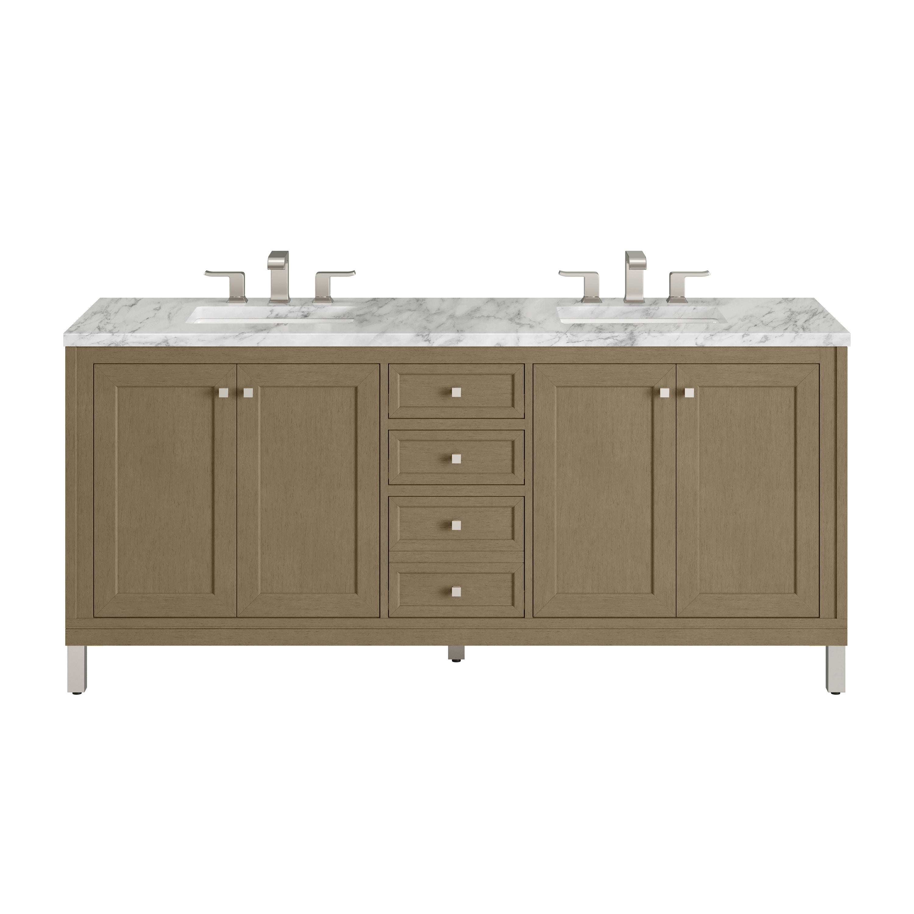 James Martin Vanities Chicago 72" Walnut Whisper Double Vanity With 3c ...