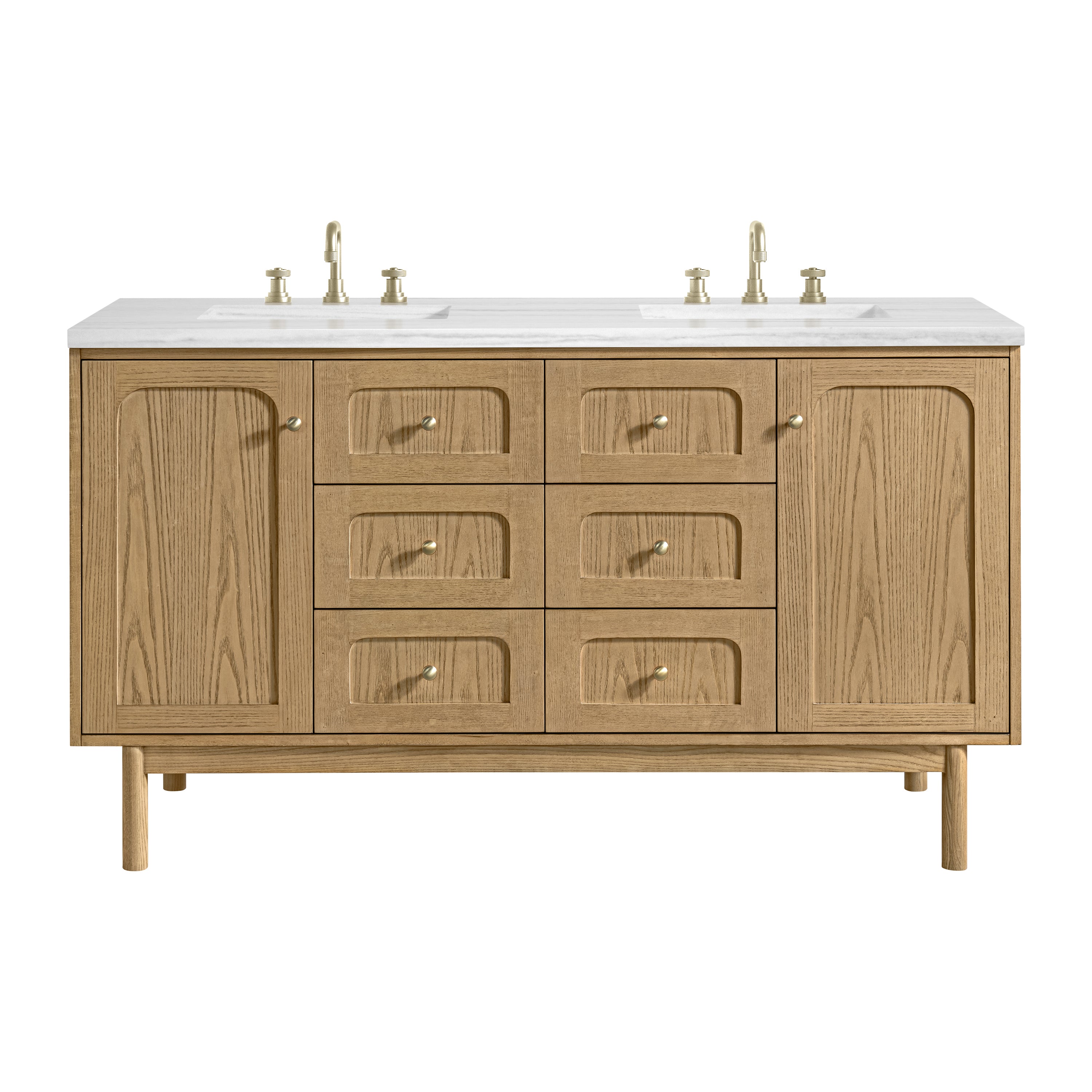 James Martin Vanities Laurent 60" Light Natural Oak Double Vanity With ...