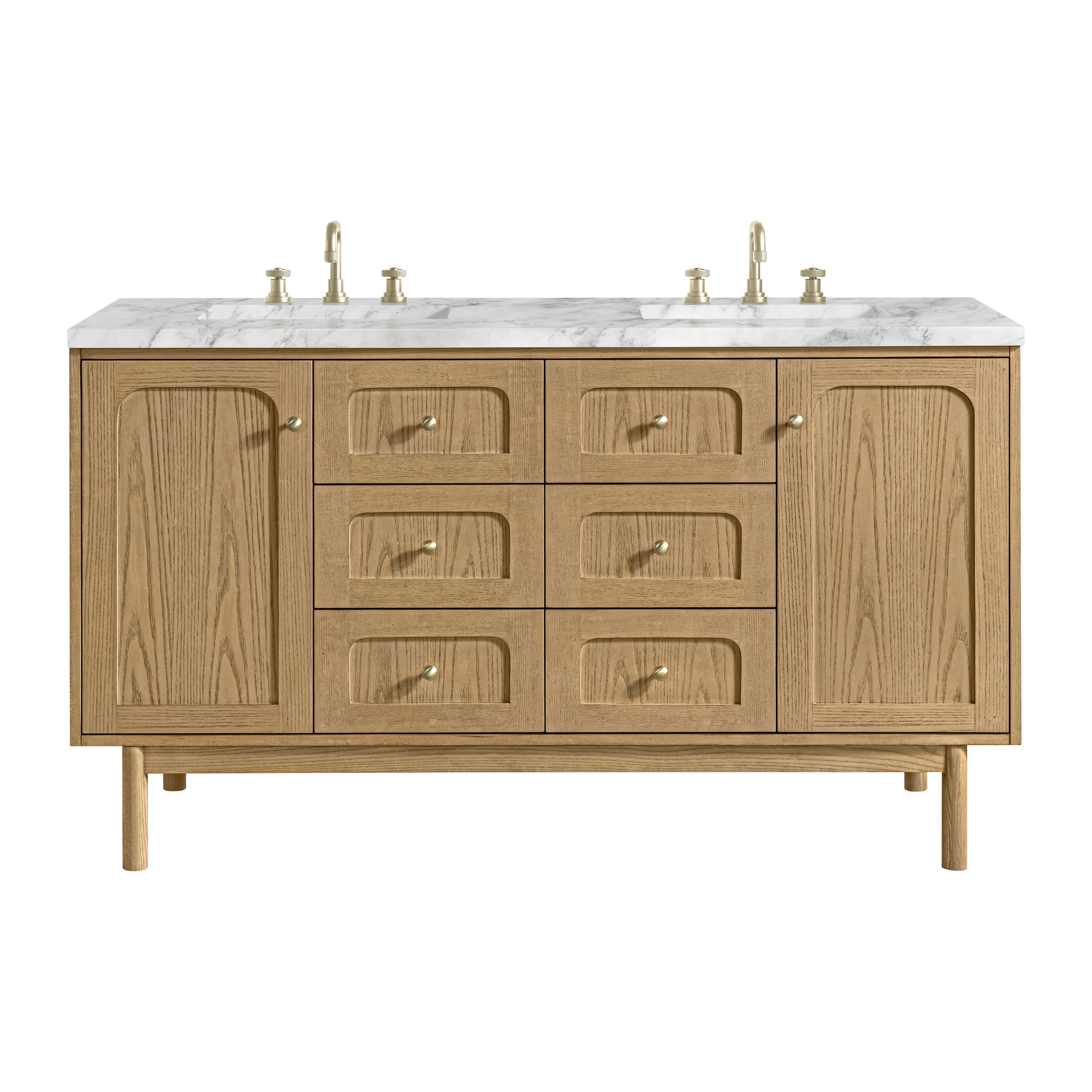 James Martin Vanities Laurent 60" Light Natural Oak Double Vanity With ...