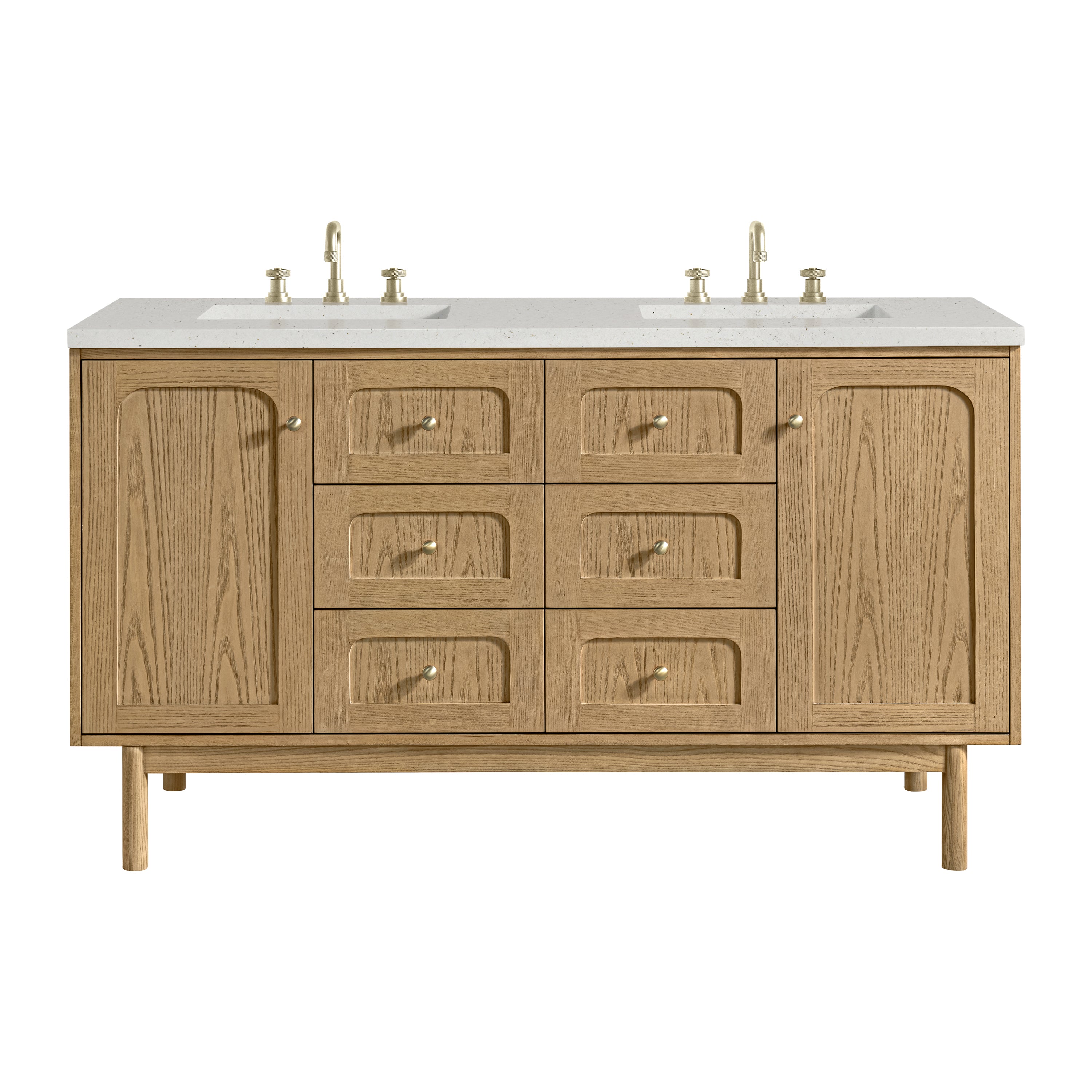James Martin Vanities Laurent 60" Light Natural Oak Double Vanity With ...