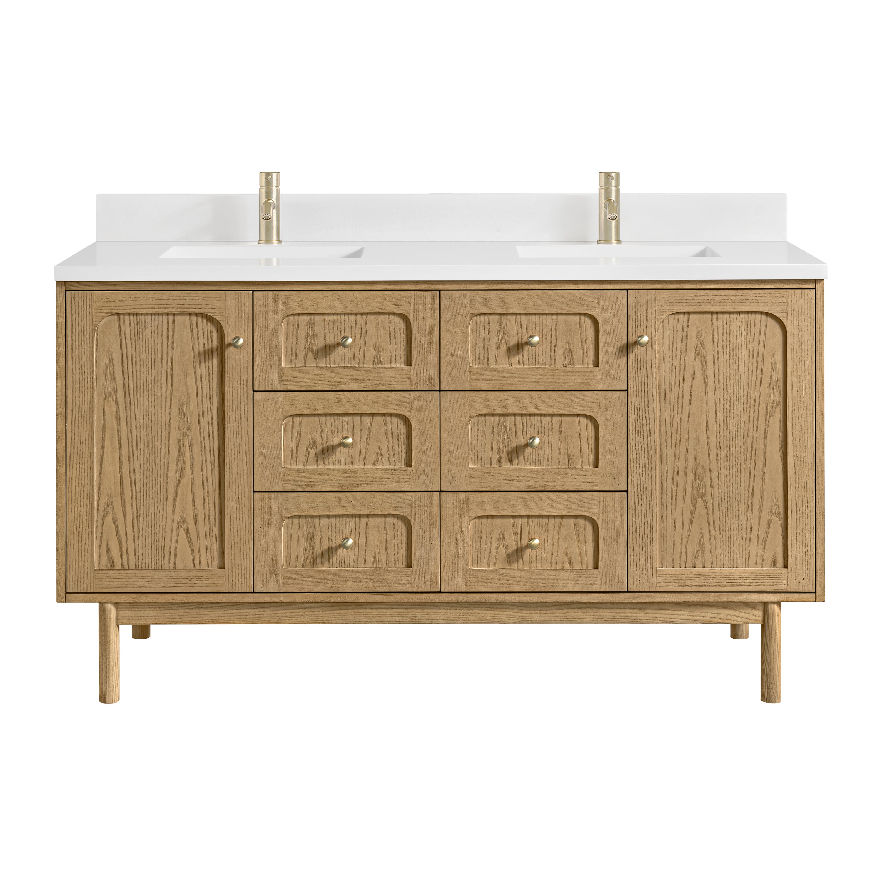 James Martin Vanities Laurent 60" Light Natural Oak Double Vanity With ...