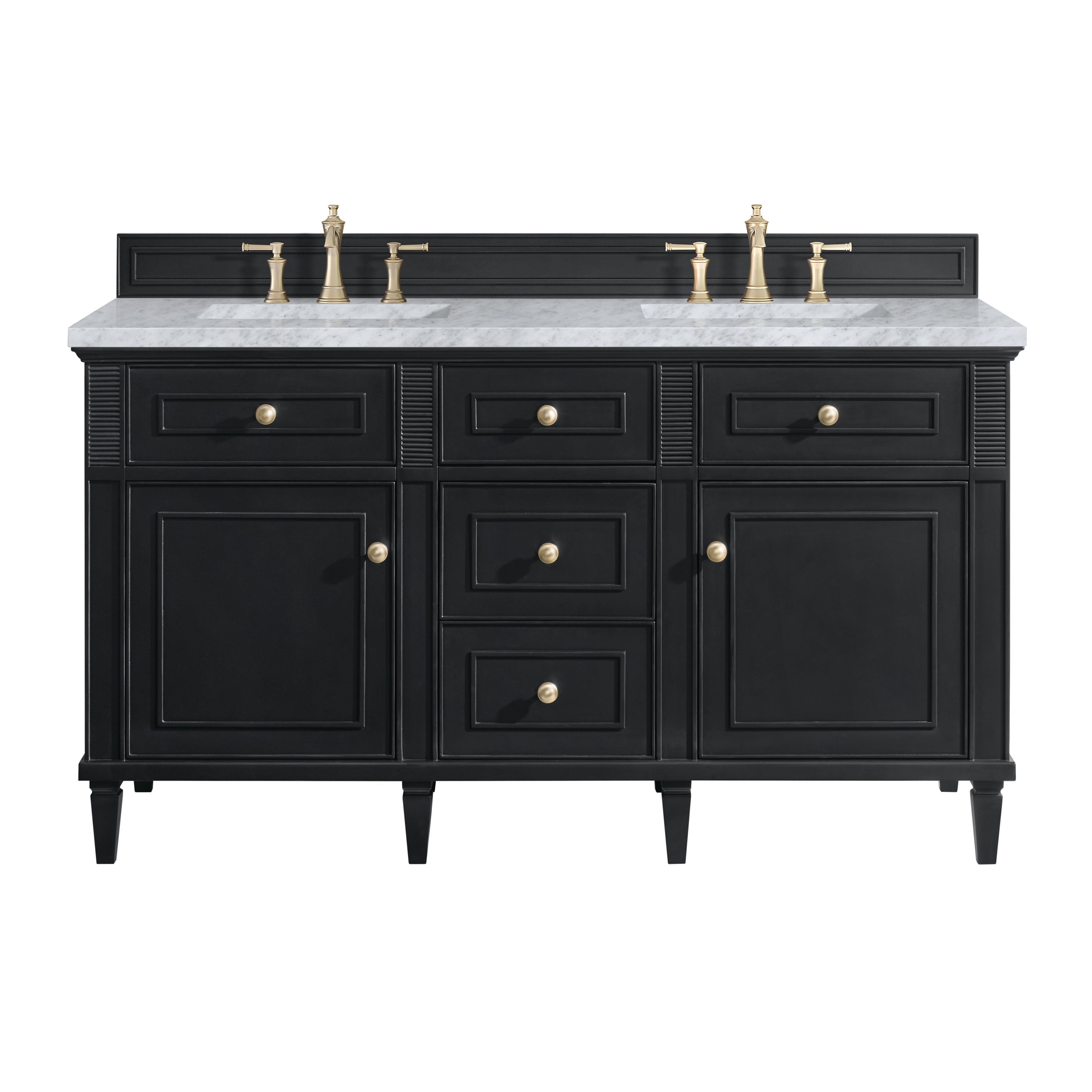 James Martin Vanities Lorelai 60" Black Onyx Double Vanity With 3 CM C ...